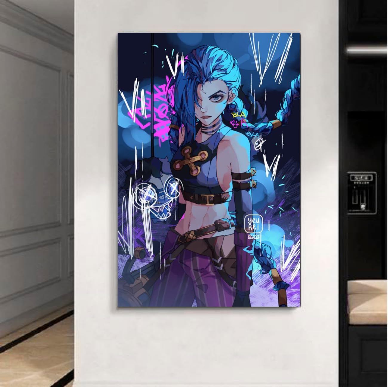 Cuadro en Canvas Lienzo Impresión | Jinx Colorido League Of Legends | Arte para Sala Recamara ...