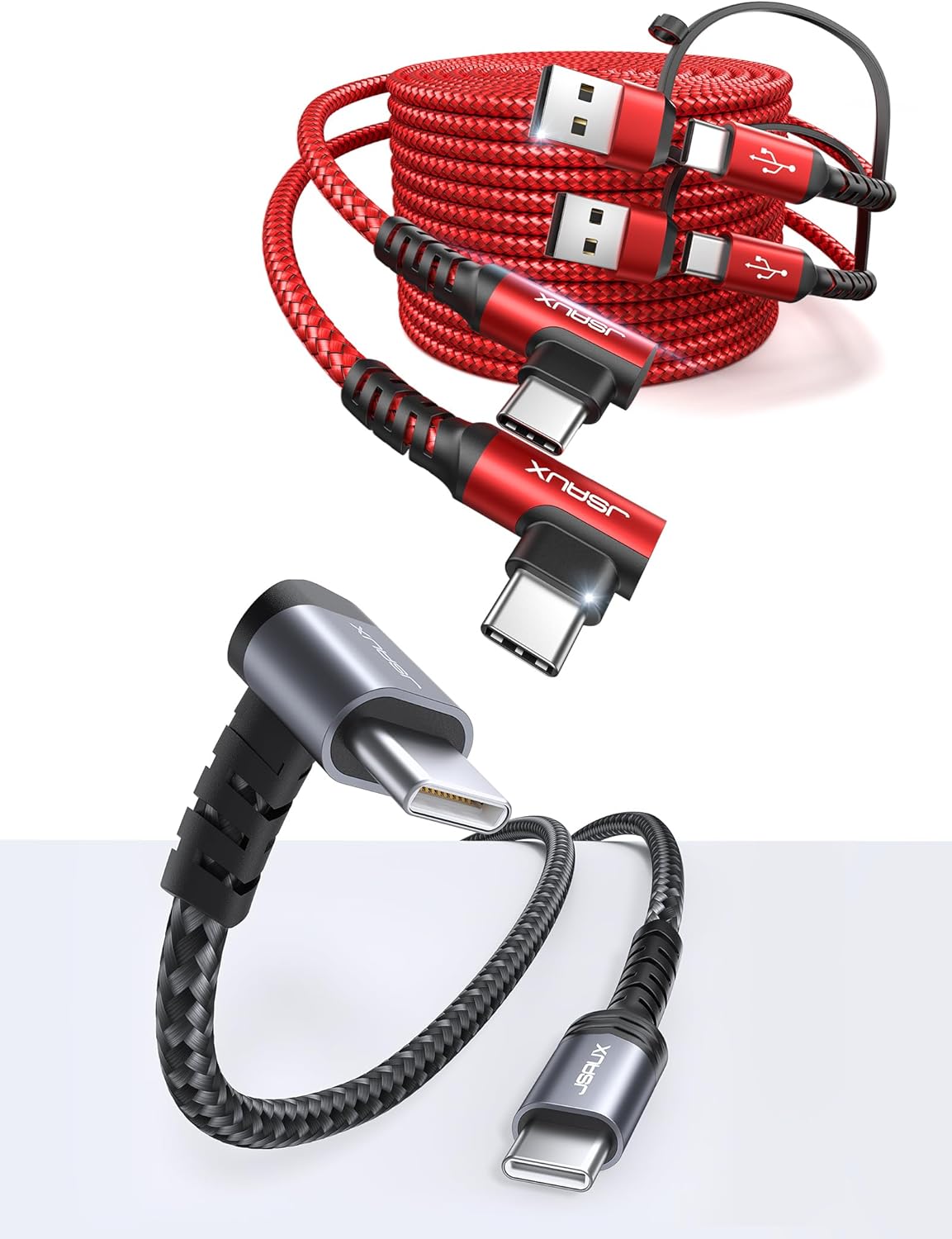 Amazon.com: JSAUX 90° Right Angle 100W USB A/C to USB-C Cable + 60W 90 ...