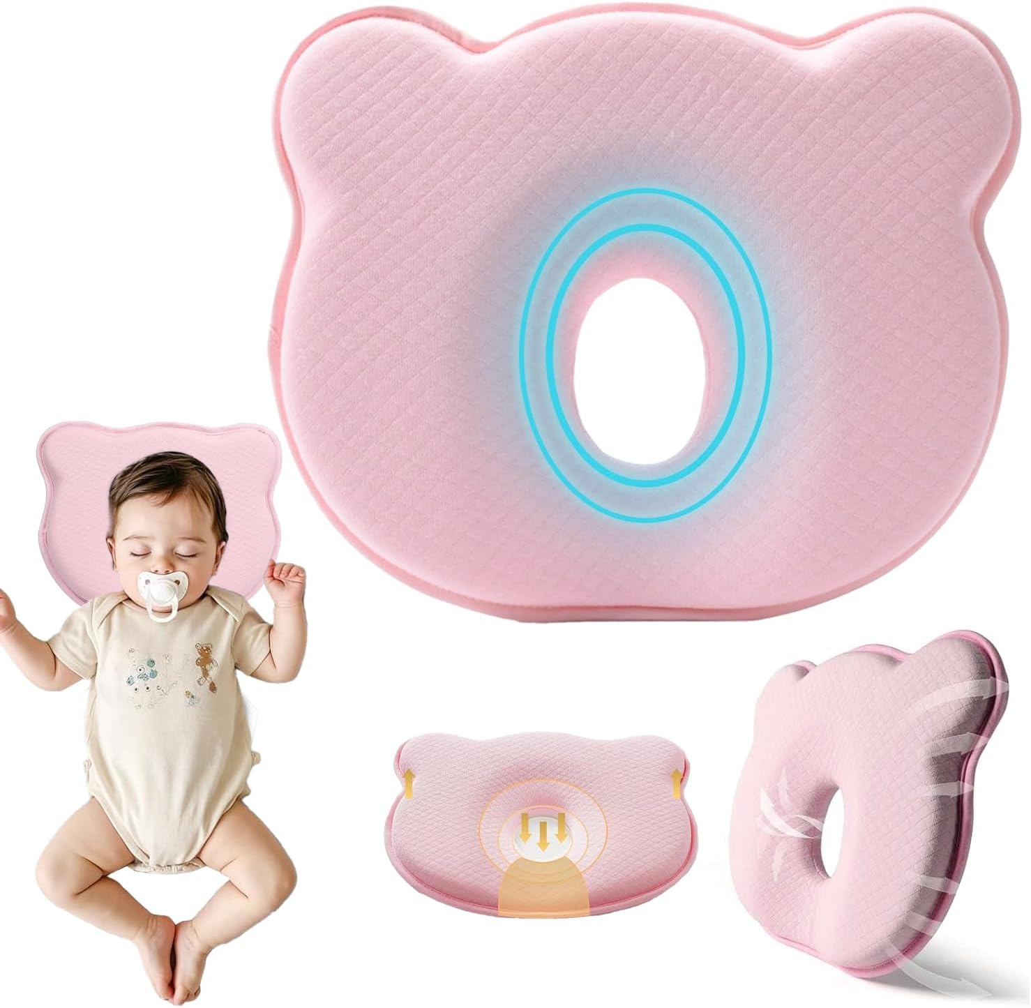 TOCOZOC Almohada de Bebé, Almohada para la Cabeza del Bebé para ...