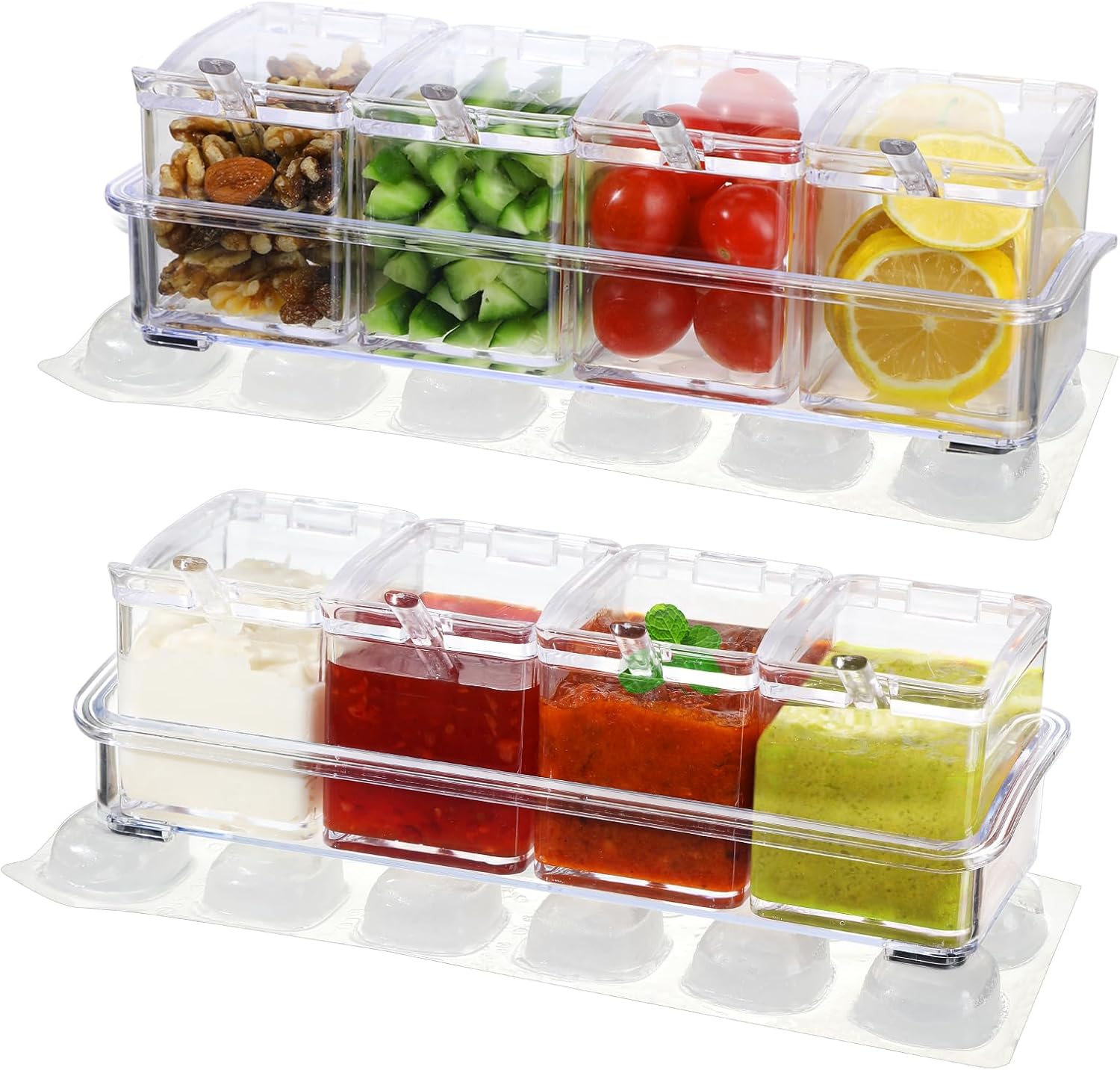 Amazon.com | 2 Pcs Ice Chilled Condiment Containers Caddy with Lids ...