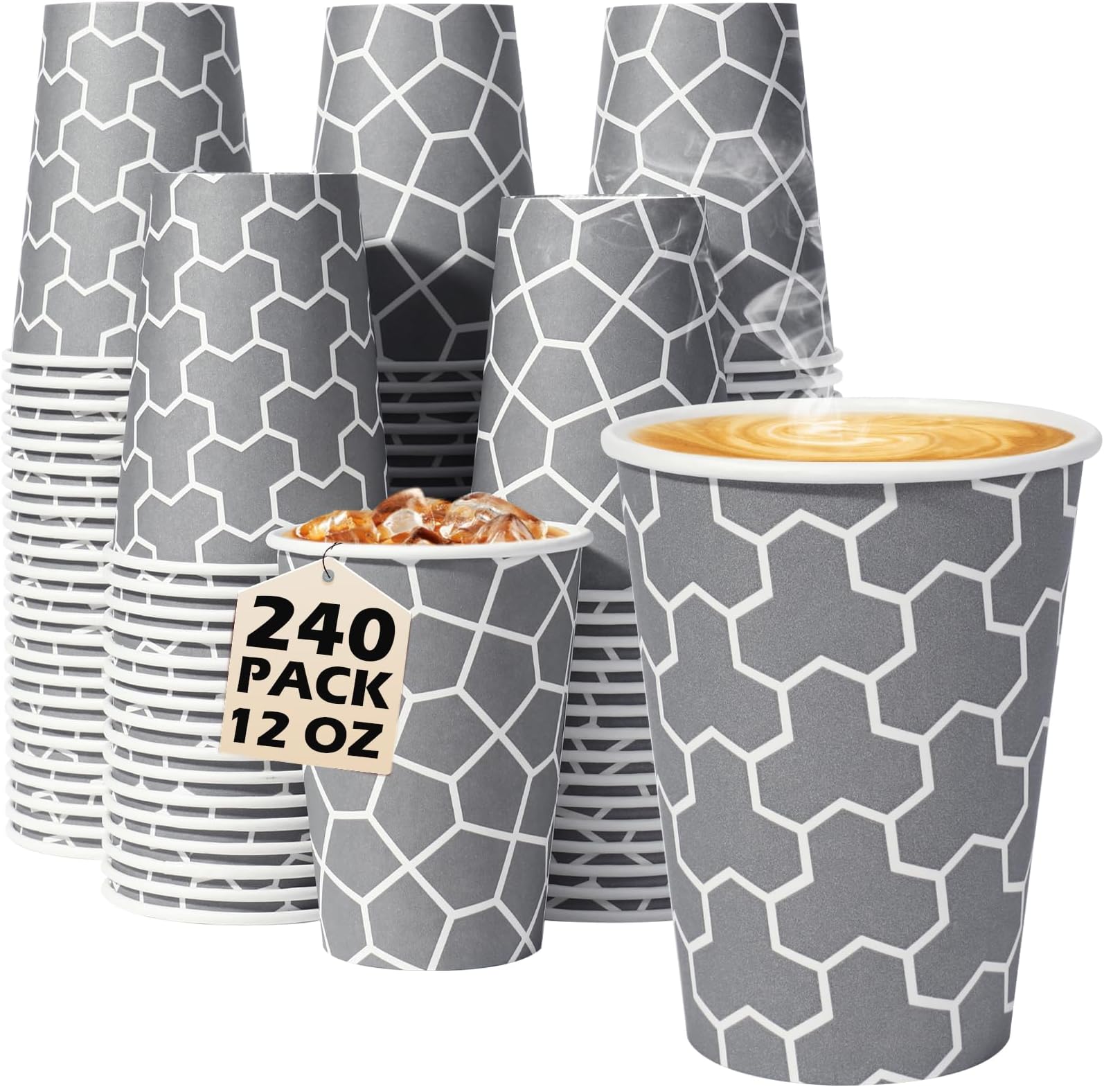 Amazon.com: Munfix 300 Pack 12 Oz Paper Cups, Hot Coffee Cups, White ...
