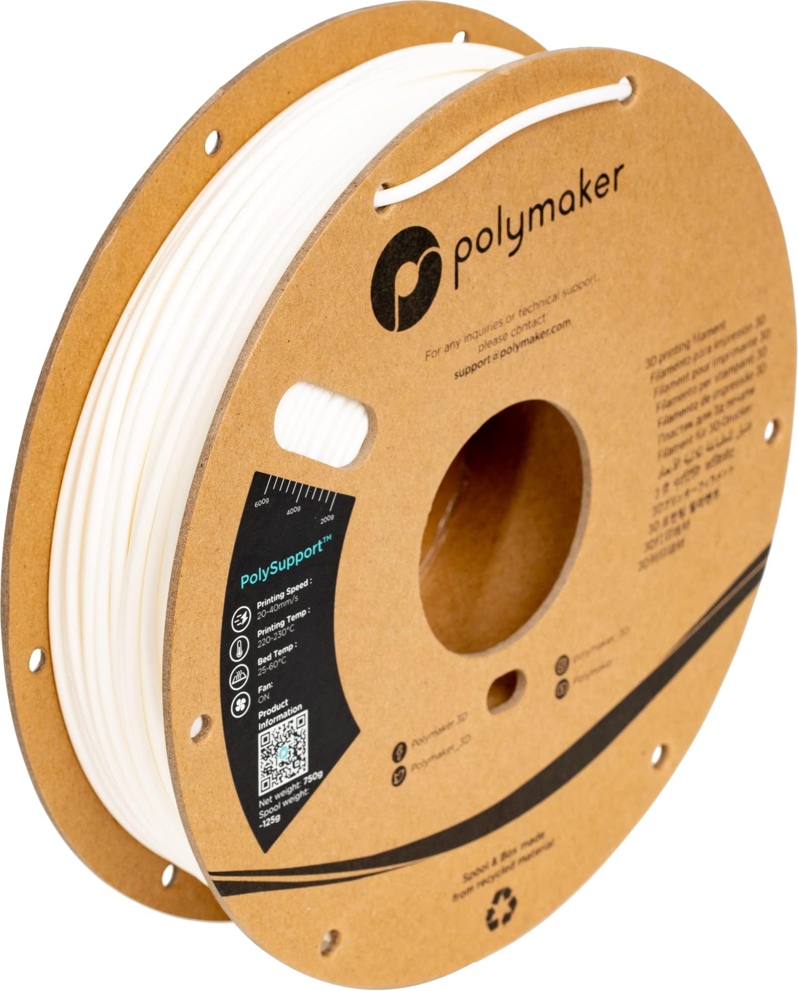Amazon.com: Polymaker Break Away Support Material for 2.85mm PLA Filament, 0.75kg Spool ...