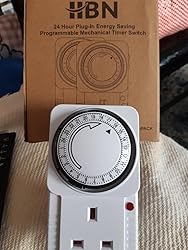 HBN 24 Hour Programmable Mechanical Timer Plug Switch, Energy Saving UK Plug-in Indoor Timer ...