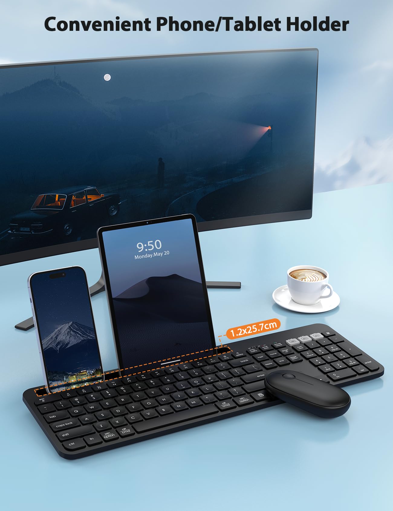 Sablute Wireless Keyboard And Mouse Combo Multi Device Bluetooth 24ghz Lag