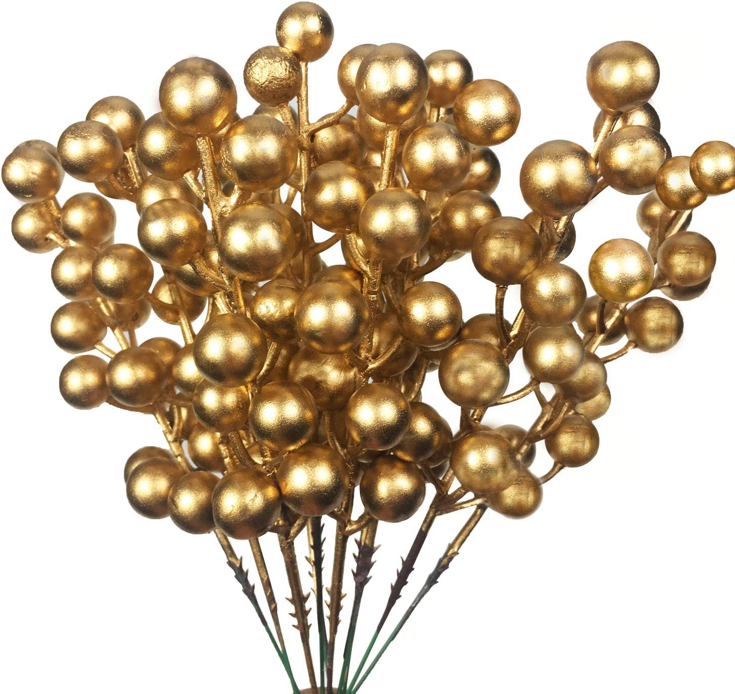 Amazon.com: Gold Holly Berry Stems with 35 Lifelike Berries | 17-Inch ...