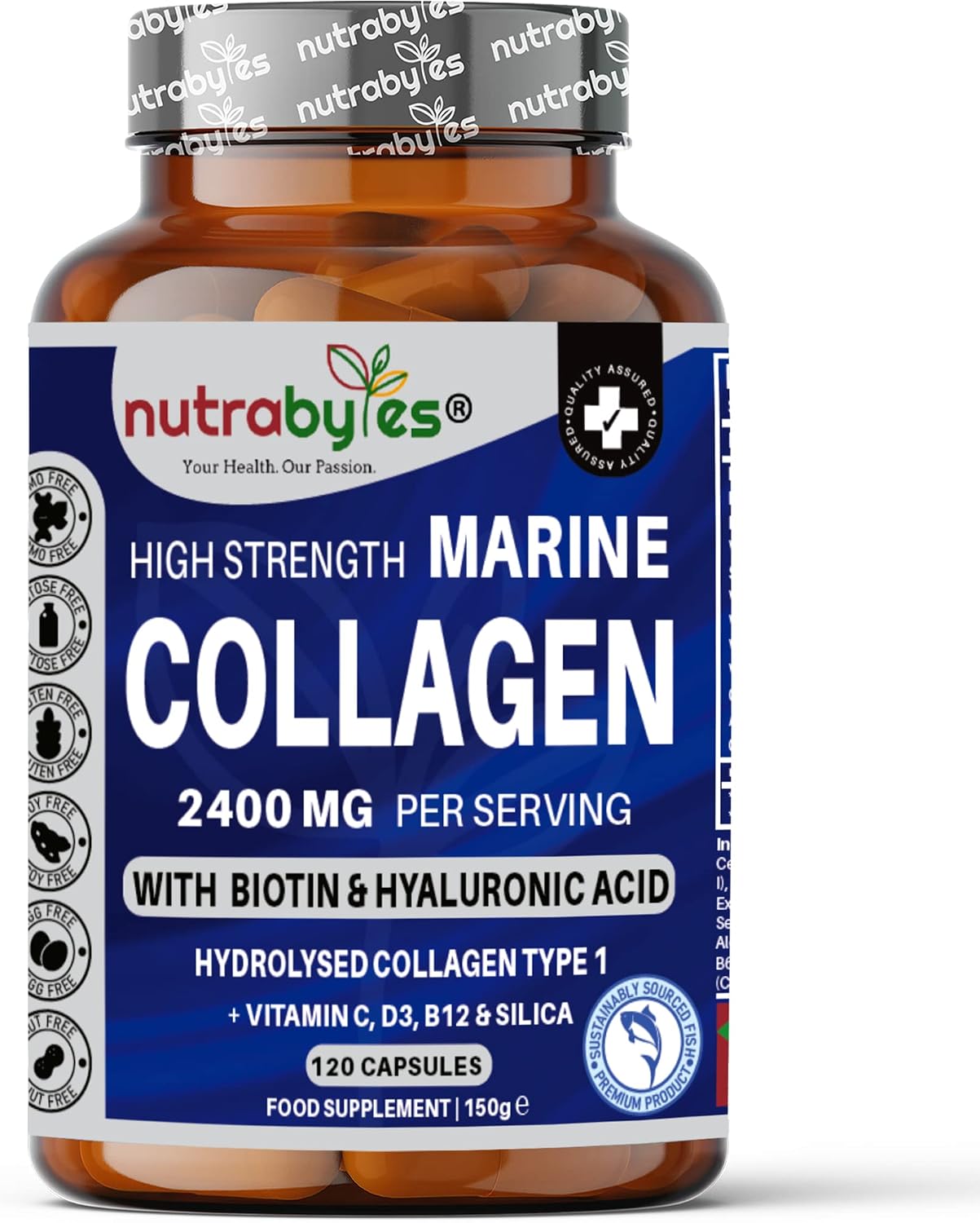 Marine Collagen 2400mg with Hyaluronic Acid 100mg, Biotin, Vitamin C ...