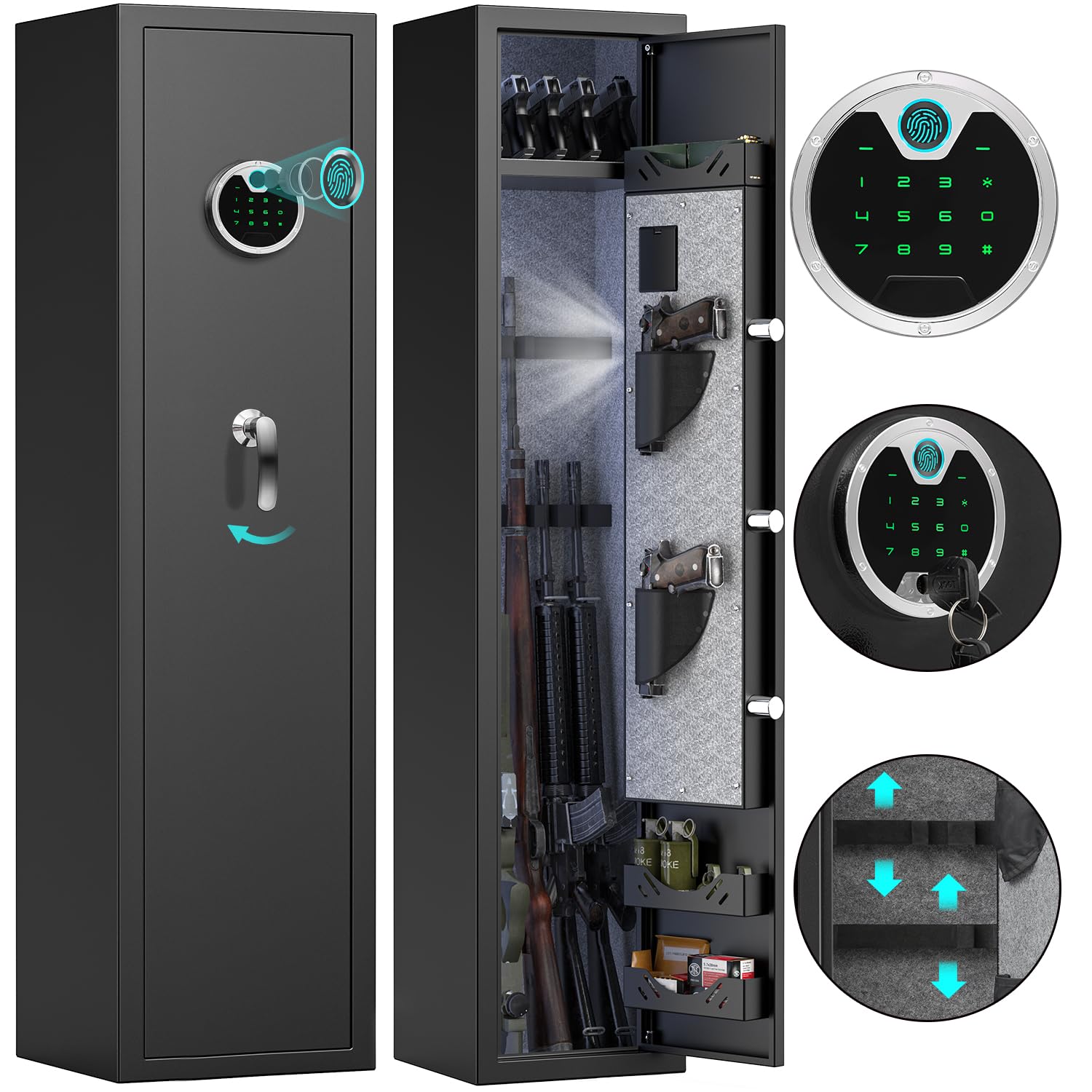 Buy 3-5 Fireproof Safes for Home and Pistols, Biometric Fingerprint ...