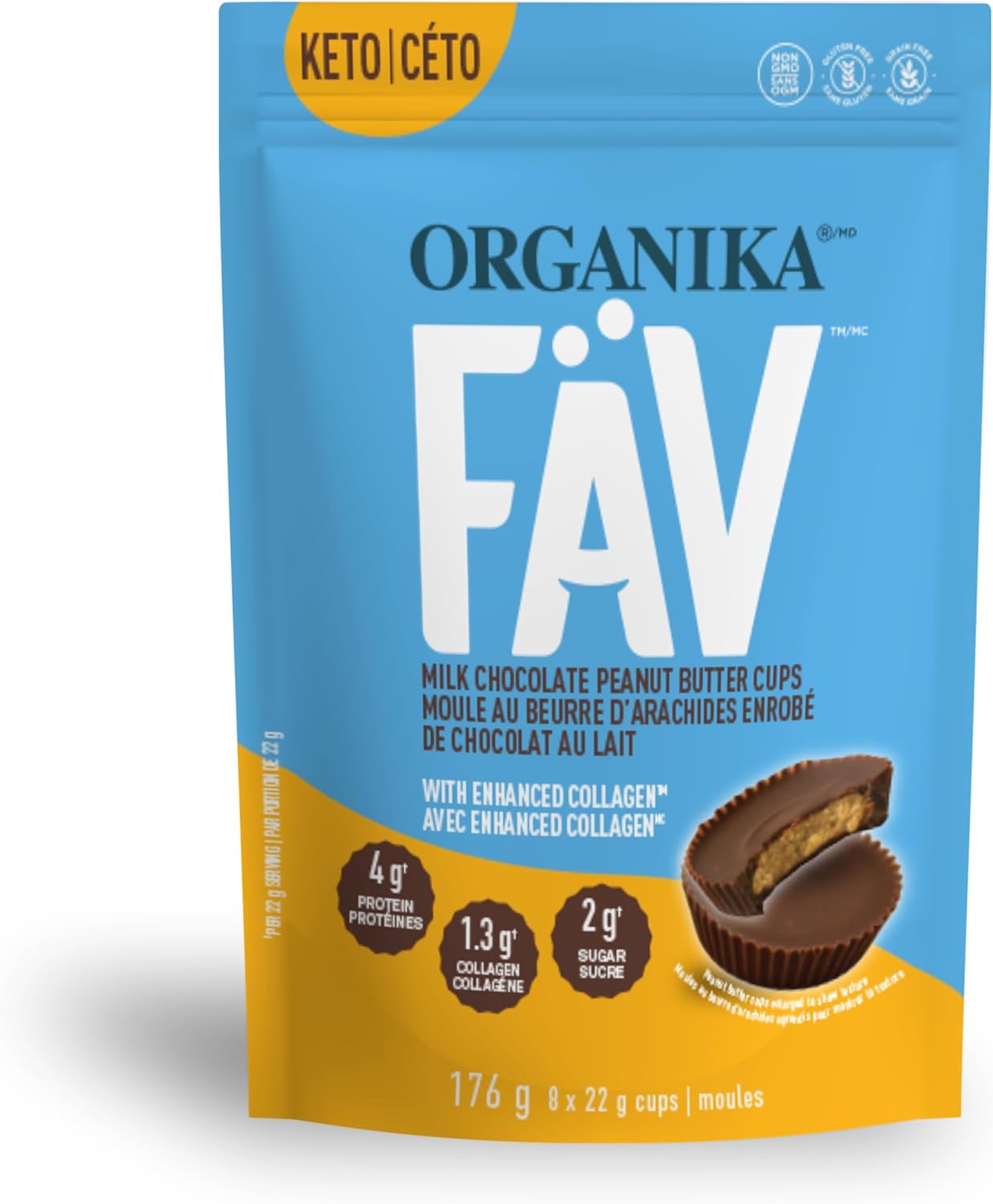 Organika FAV Milk Chocolate Peanut Butter Cups with Enhanced Collagen ...