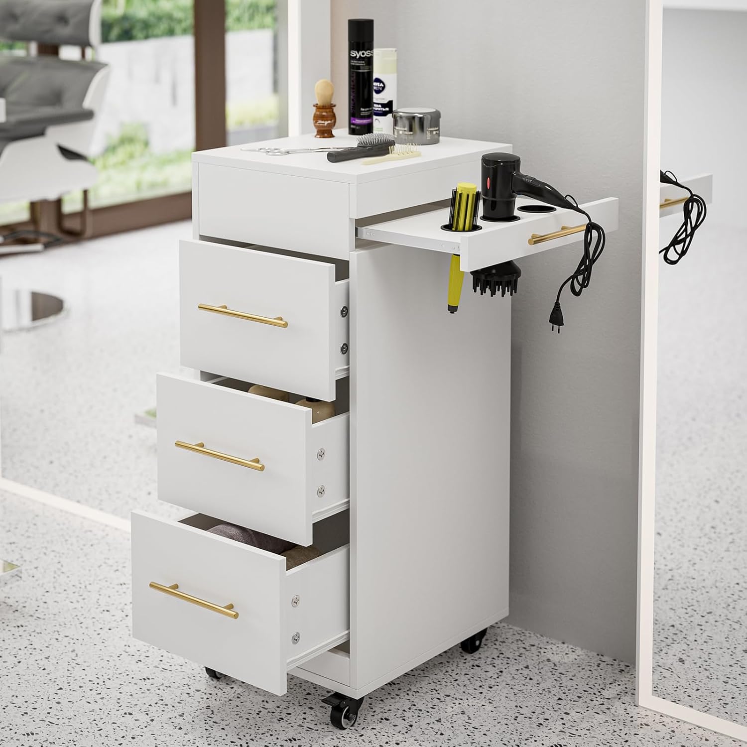 Amazon.com: Paddie Salon Trolley Cart with Lockable Wheels, Rolling ...