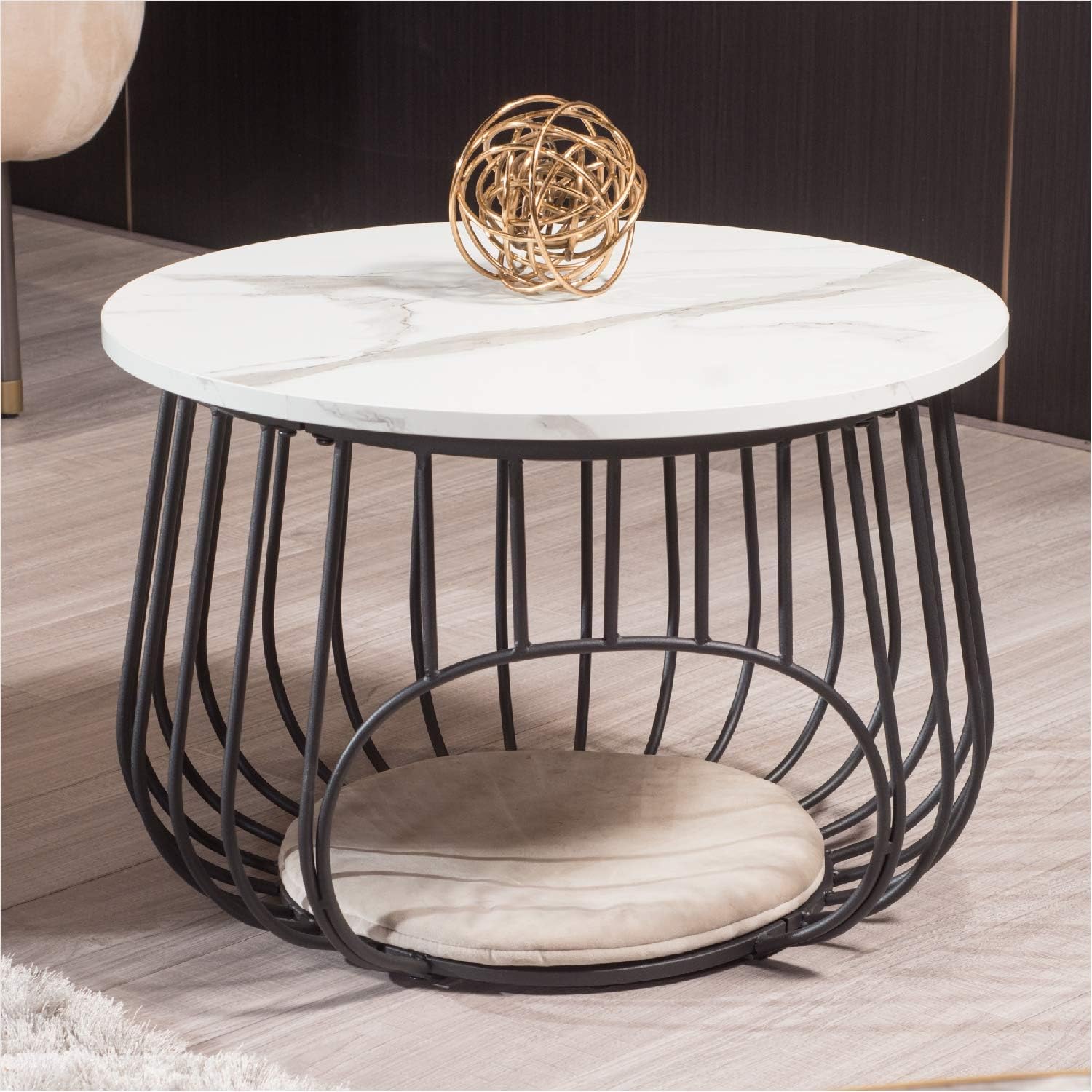 Amazon.com: Lavish Home Mid-Century Round Coffee Table with Geometric ...