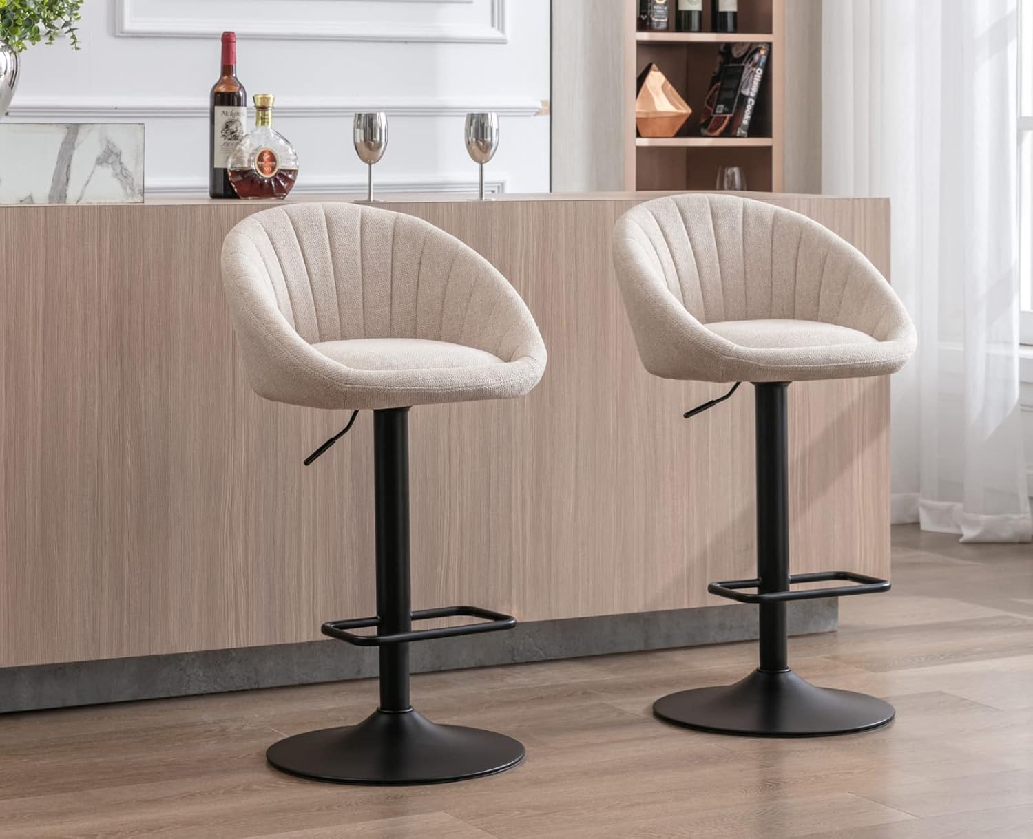 Amazon.com: EALSON Adjustable Swivel Bar Stools Set of 2 Modern Counter ...