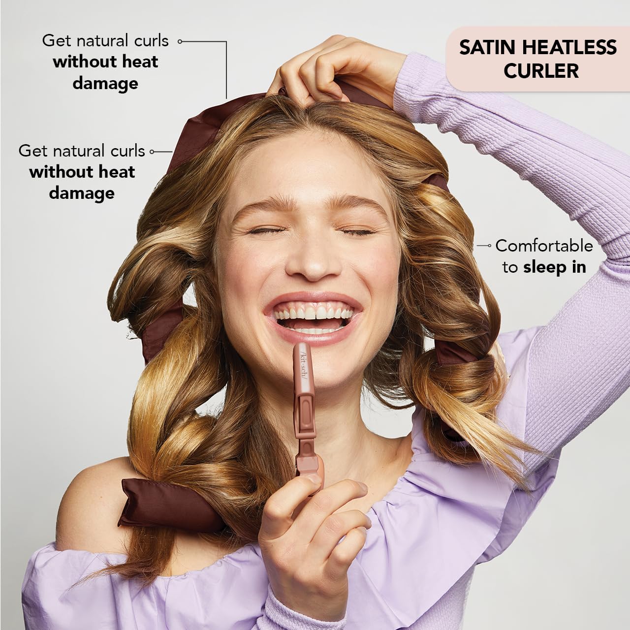 Kitsch Satin Heatless Curling Set - Hair Rollers for Heatless Curls ...