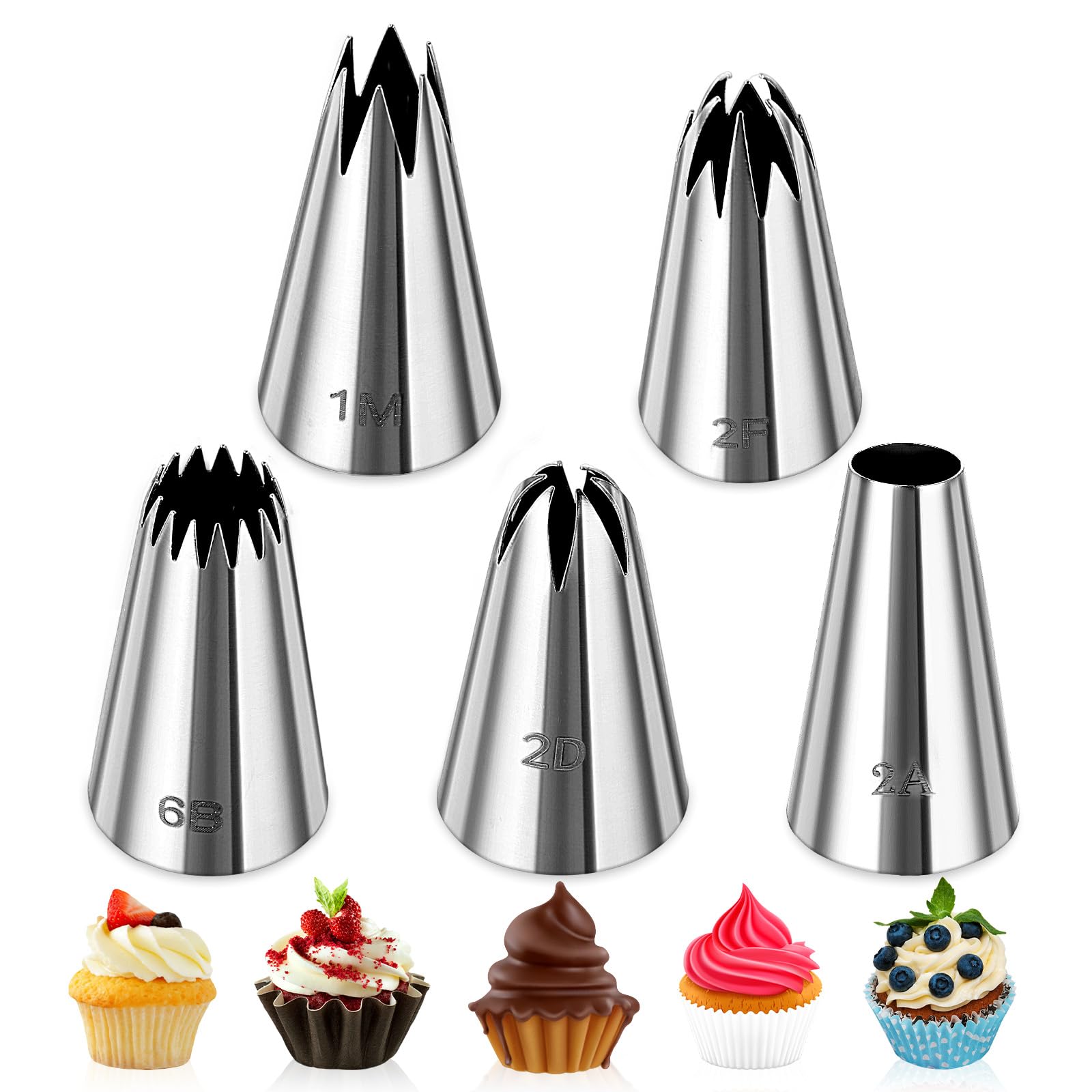 Amazon.com: Giantree 5 Pcs Large Piping Tips Set, Stainless Steel Cake ...