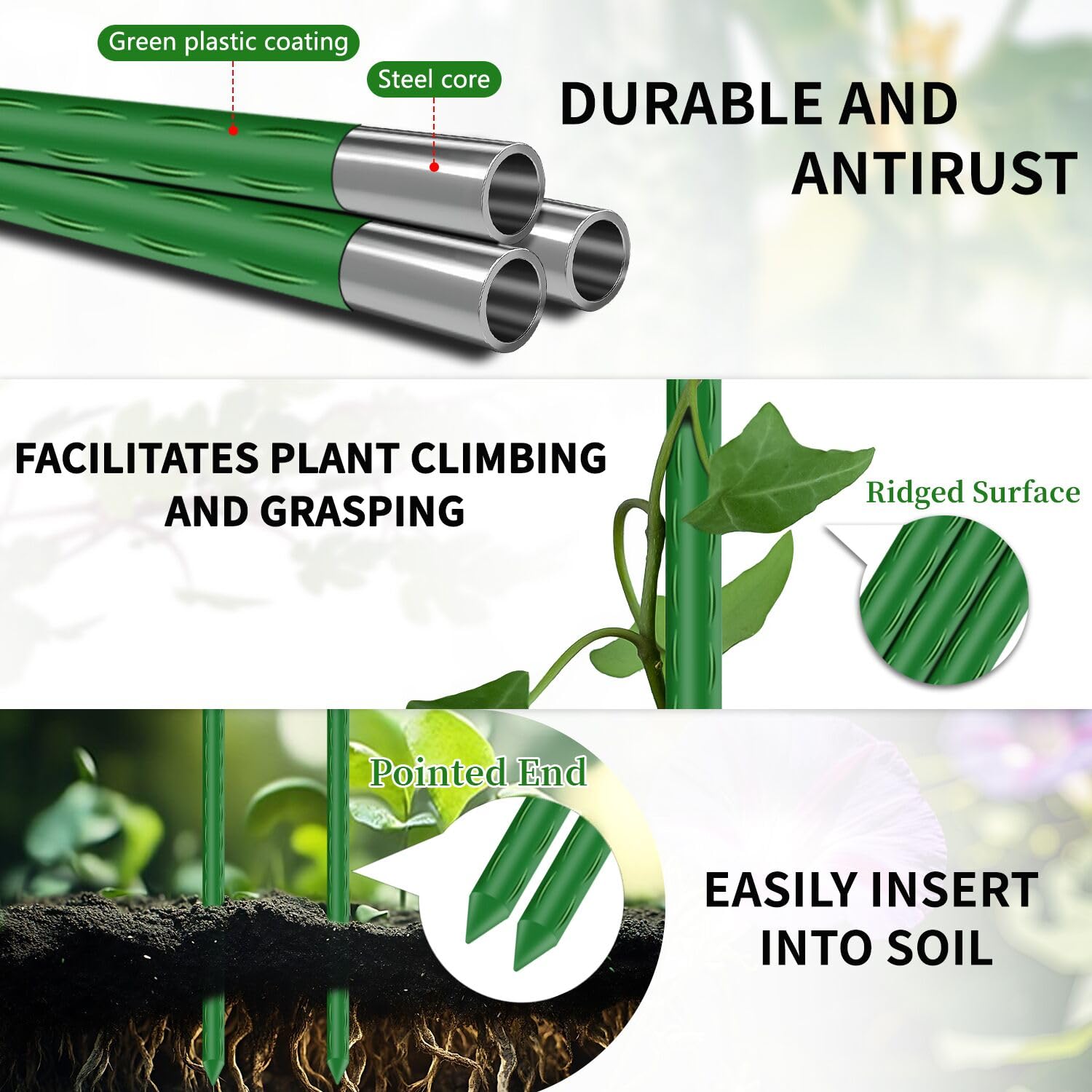 Snapklik.com : Garden Stakes 18 Inch 20 Pack, DIY 4ft 5ft 6ft 7ft 8ft ...