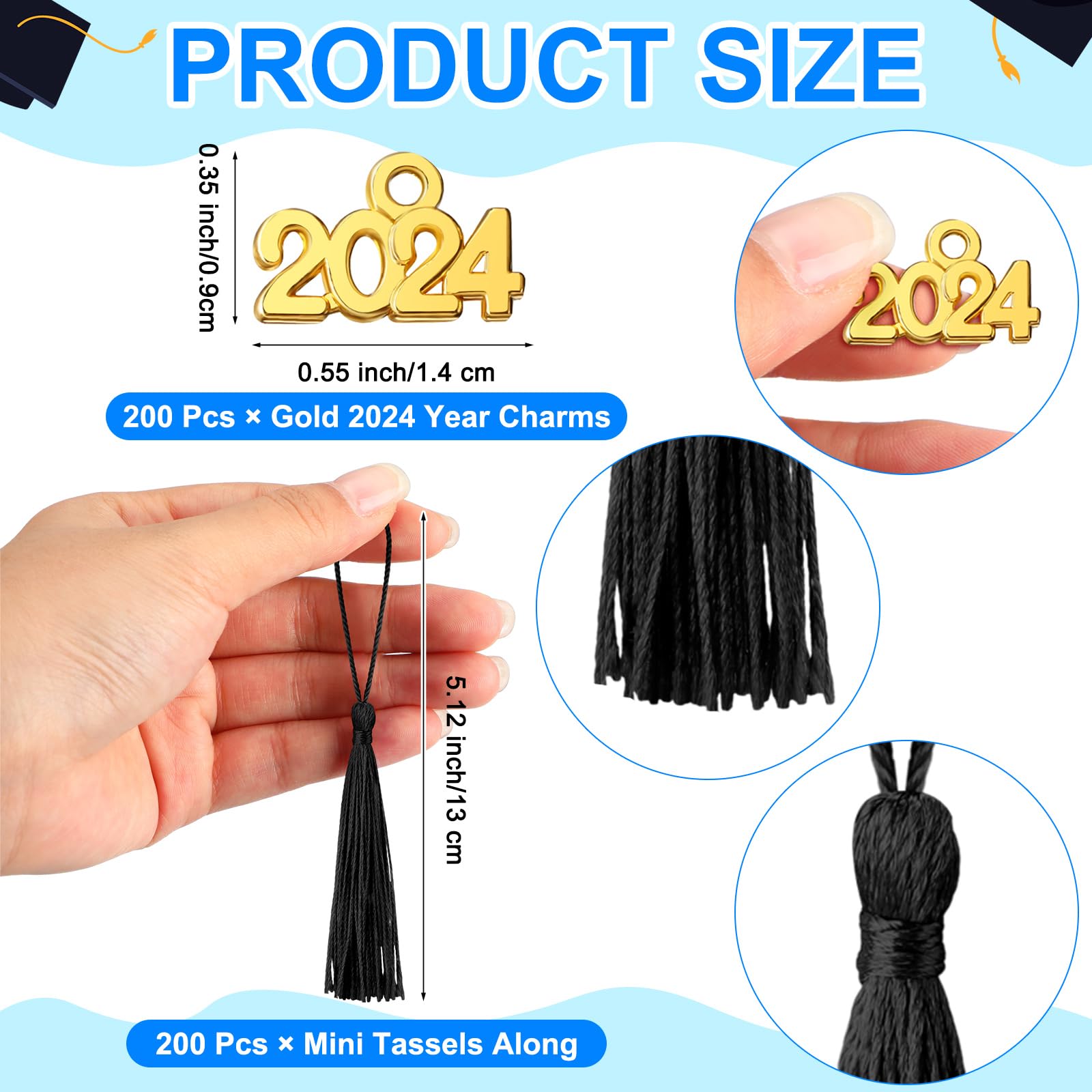 Snapklik.com : Crowye 200 Pcs Mini Graduation Tassels