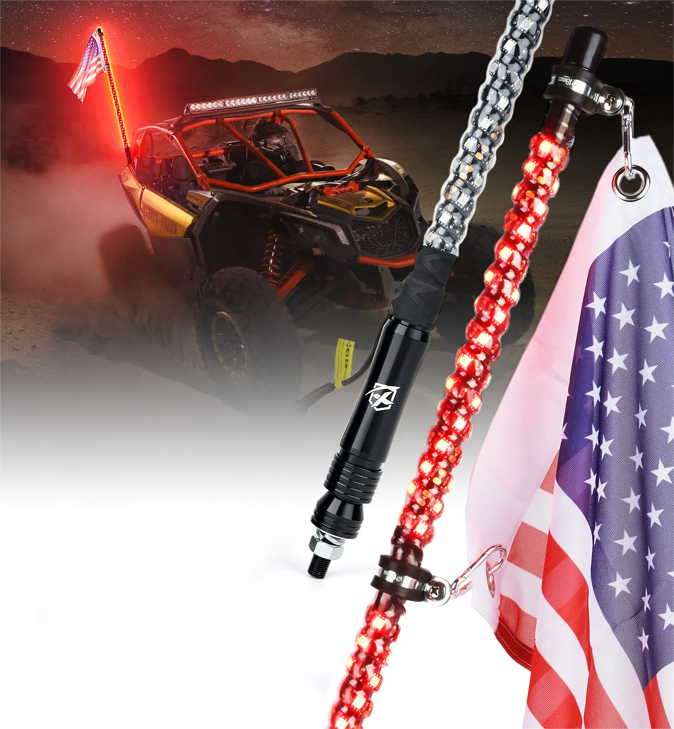 Snapklik.com : Xprite Red LED 4FT Spiral Whip Lights, Flexible Whip ...