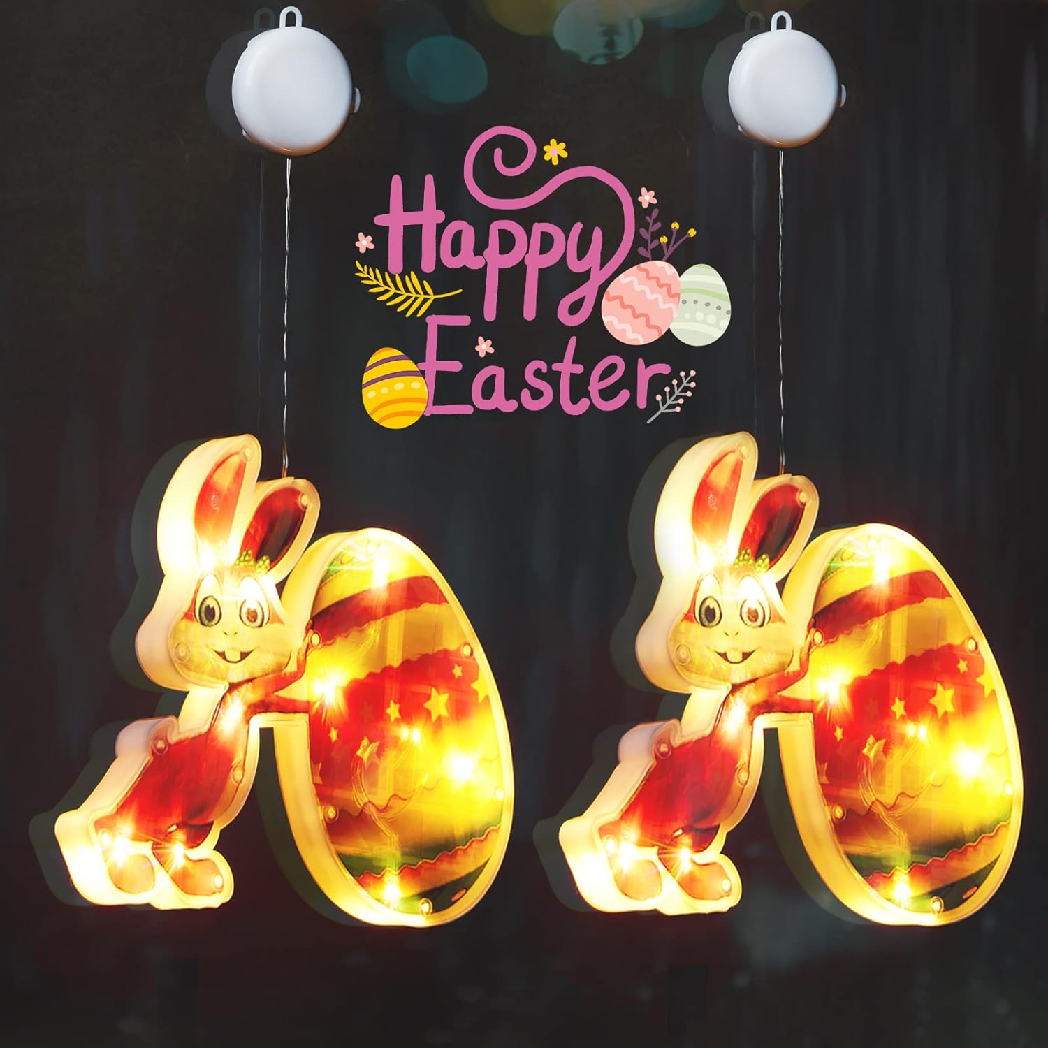 Amazon.com: BlcTec Easter Decorations Lights, 2 Pack Easter Egg Bunny ...