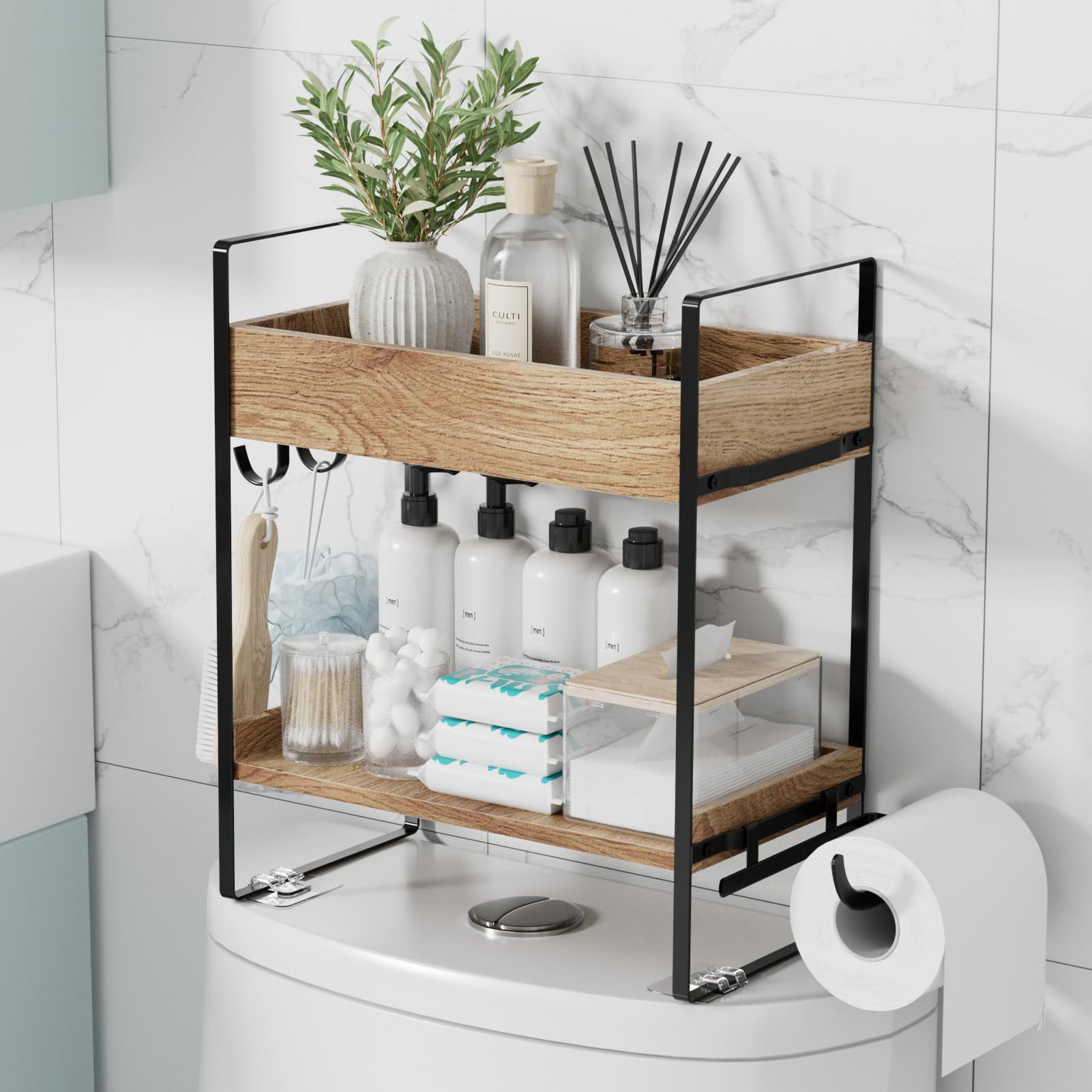 Amazon.com: GILLAS 2 Tier Bathroom Over The Toilet Storage Shelf ...
