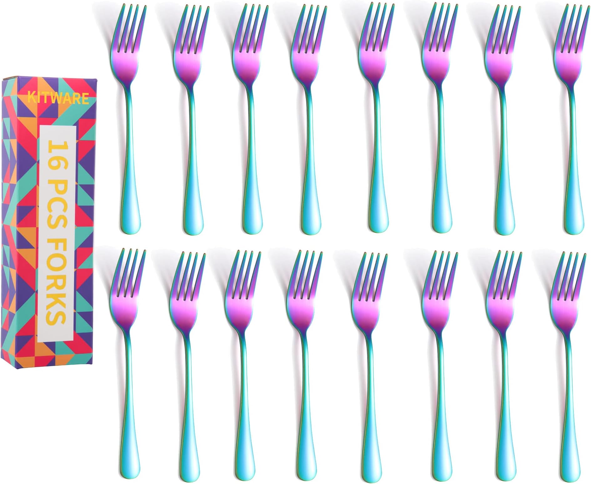 Amazon.com: Seeshine Rainbow Dinner Fork Set, 7.8-inch Stainless Steel ...