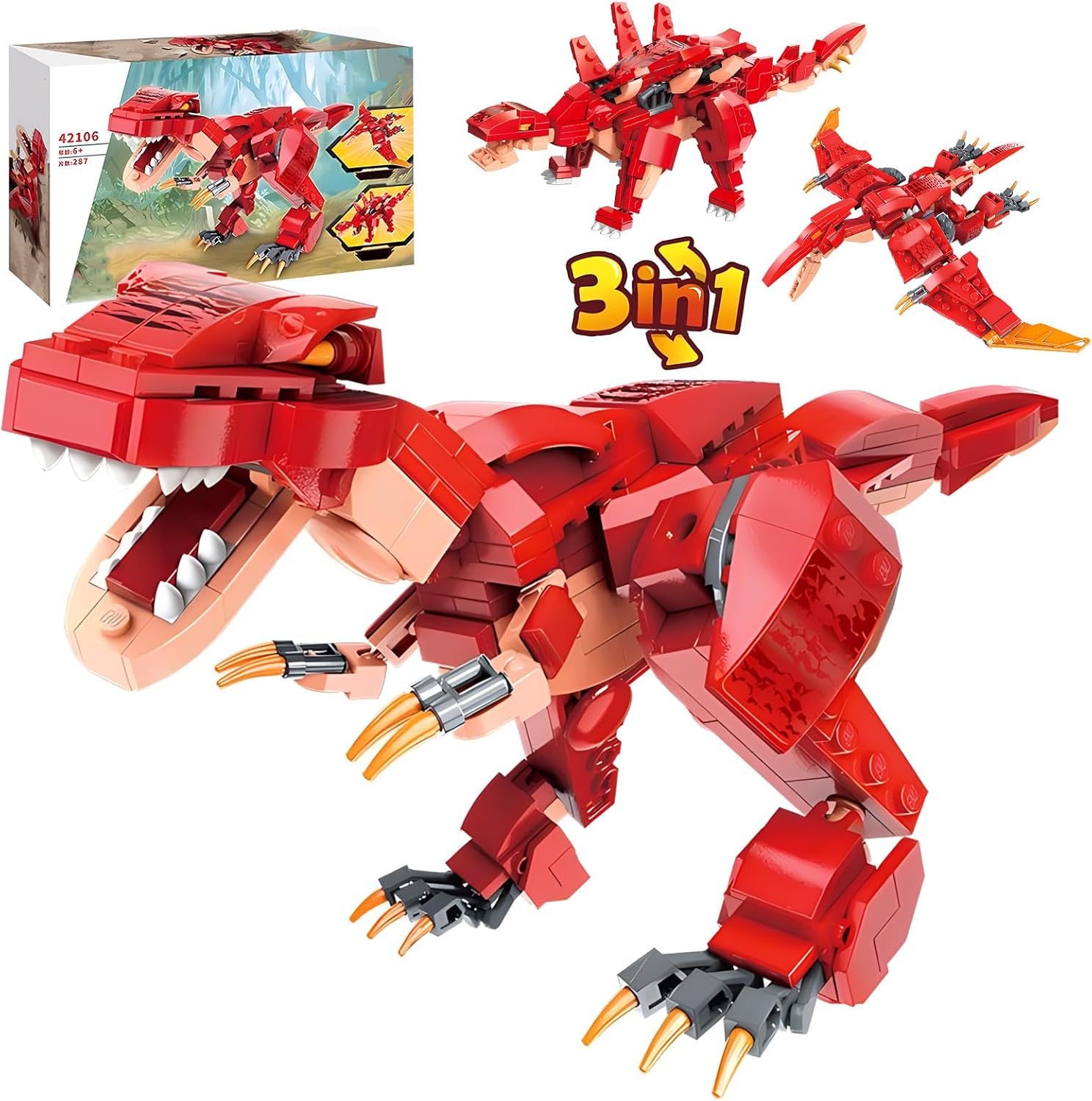 Amazon.com: CAXIMSY Creator 3 in 1 Dinosaur Building Block Sets for ...