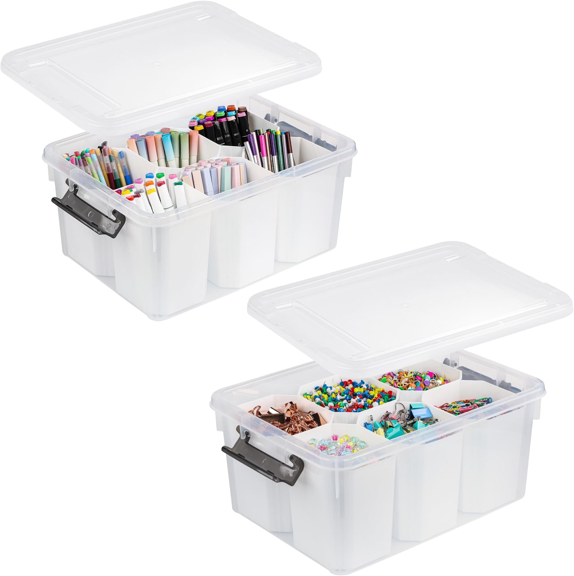 Amazon.com - 2 Pack 17 QT Plastic Storage Containers with Lid, Art ...