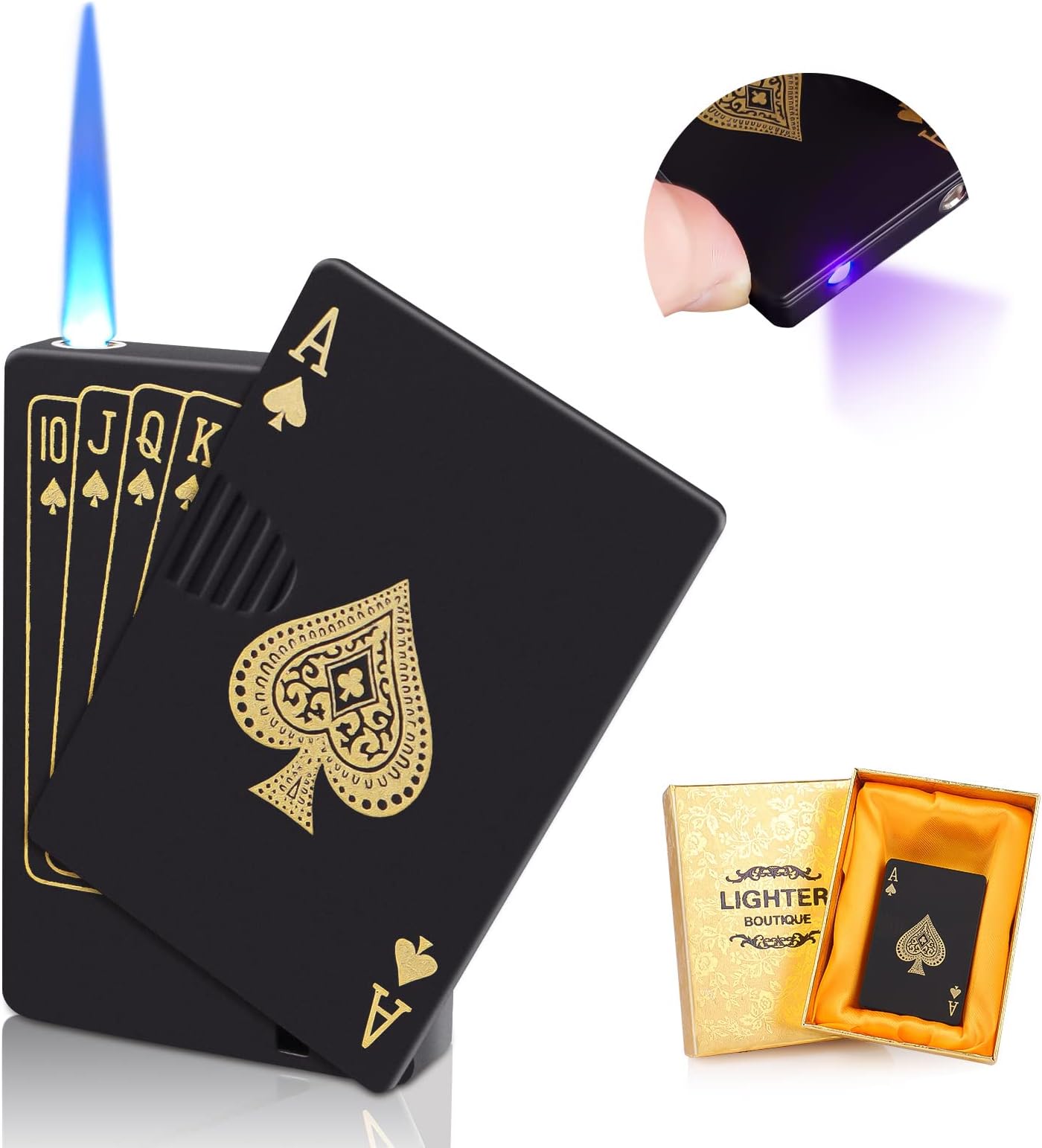 Amazon.com: Jet Torch Lighter, with Ace Playing Cards Cool Design, UV ...