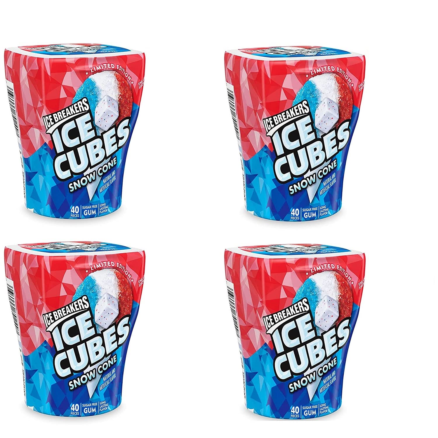 Amazon.com : Ice Cubes – Limited Edition Snow Cone Sugar Free Gum – 40 Count Pack of 4 (160 ...