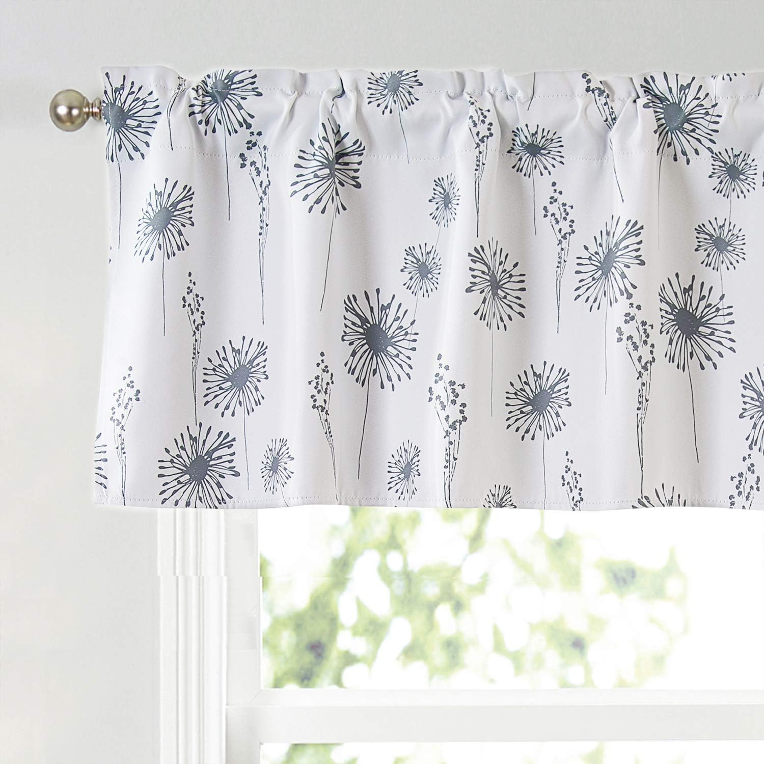 Amazon.com: Annlaite Dandelion Floral Flower Gray Valance Window ...