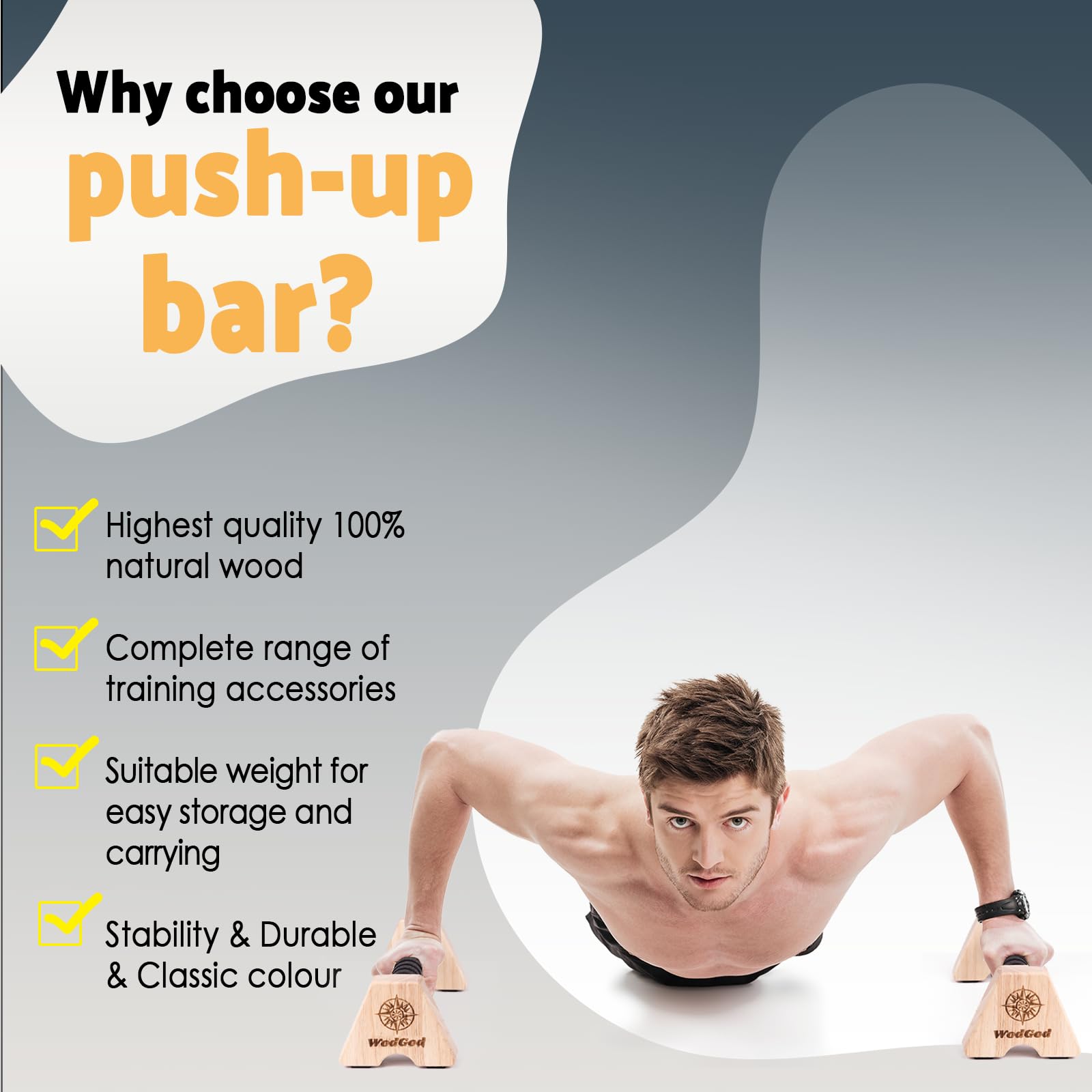 Snapklik.com : Premium Wooden Push Up Bars,Parallettes Bars For ...