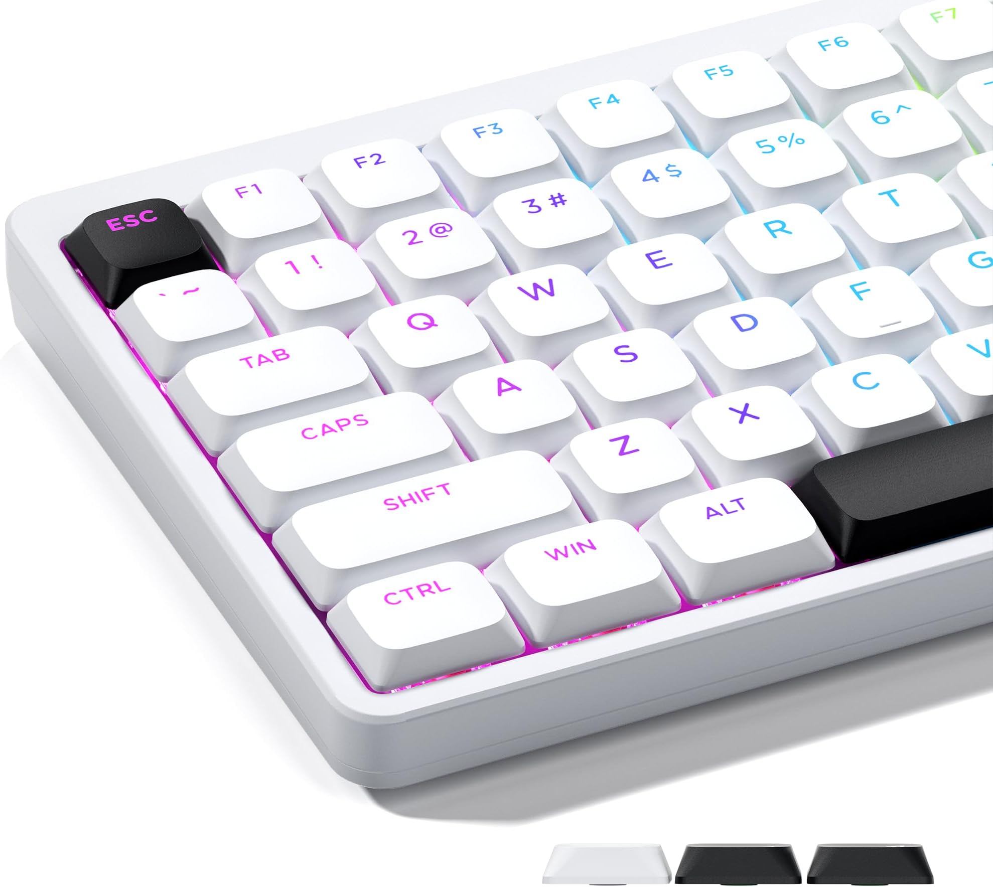 GMKWTL XVX Low Profile White Keycaps,Shine Through Keycaps,Double Shot ...