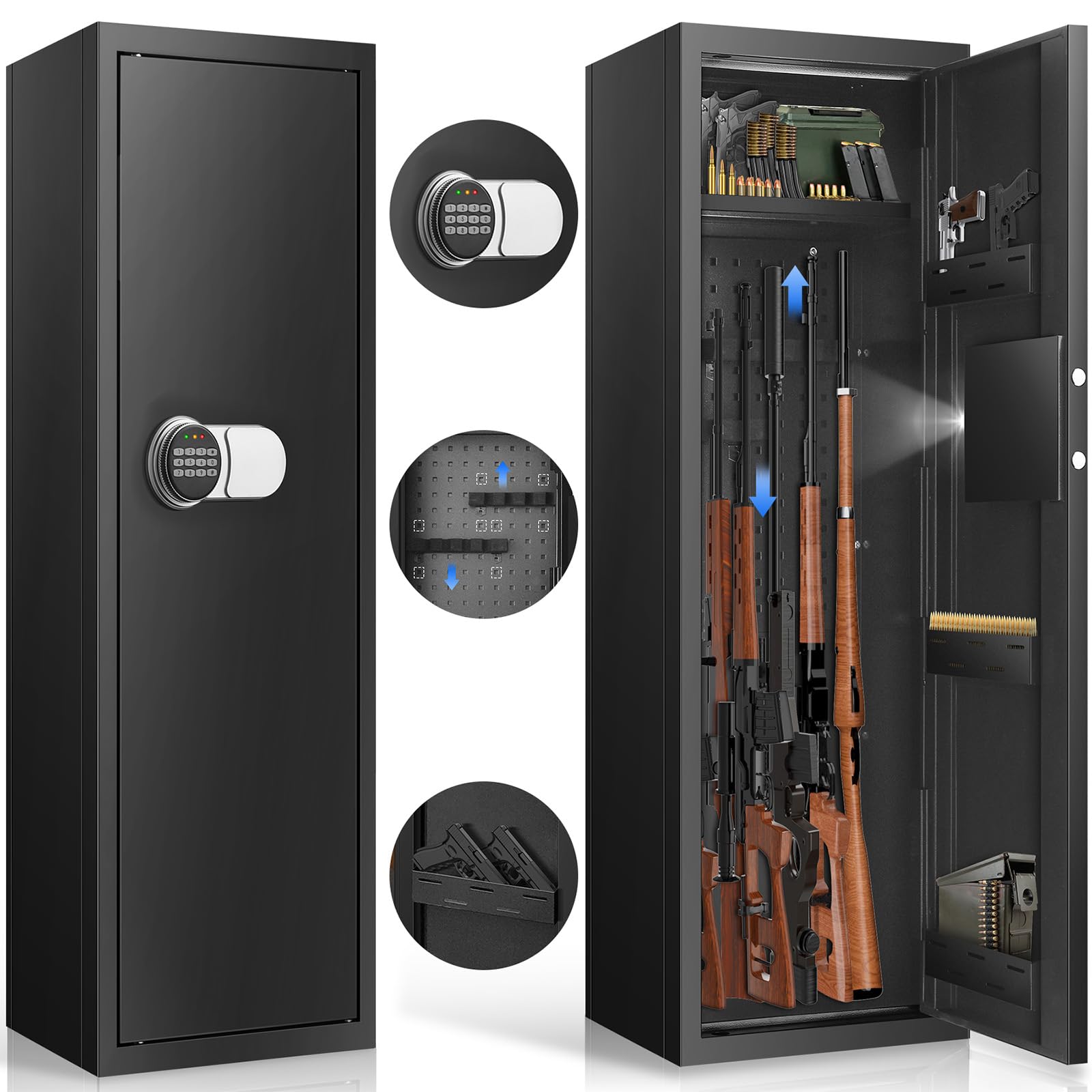 6-8 Guns Fireproof Rifle Gun Safes for Home Rifle and Pistol, Large ...
