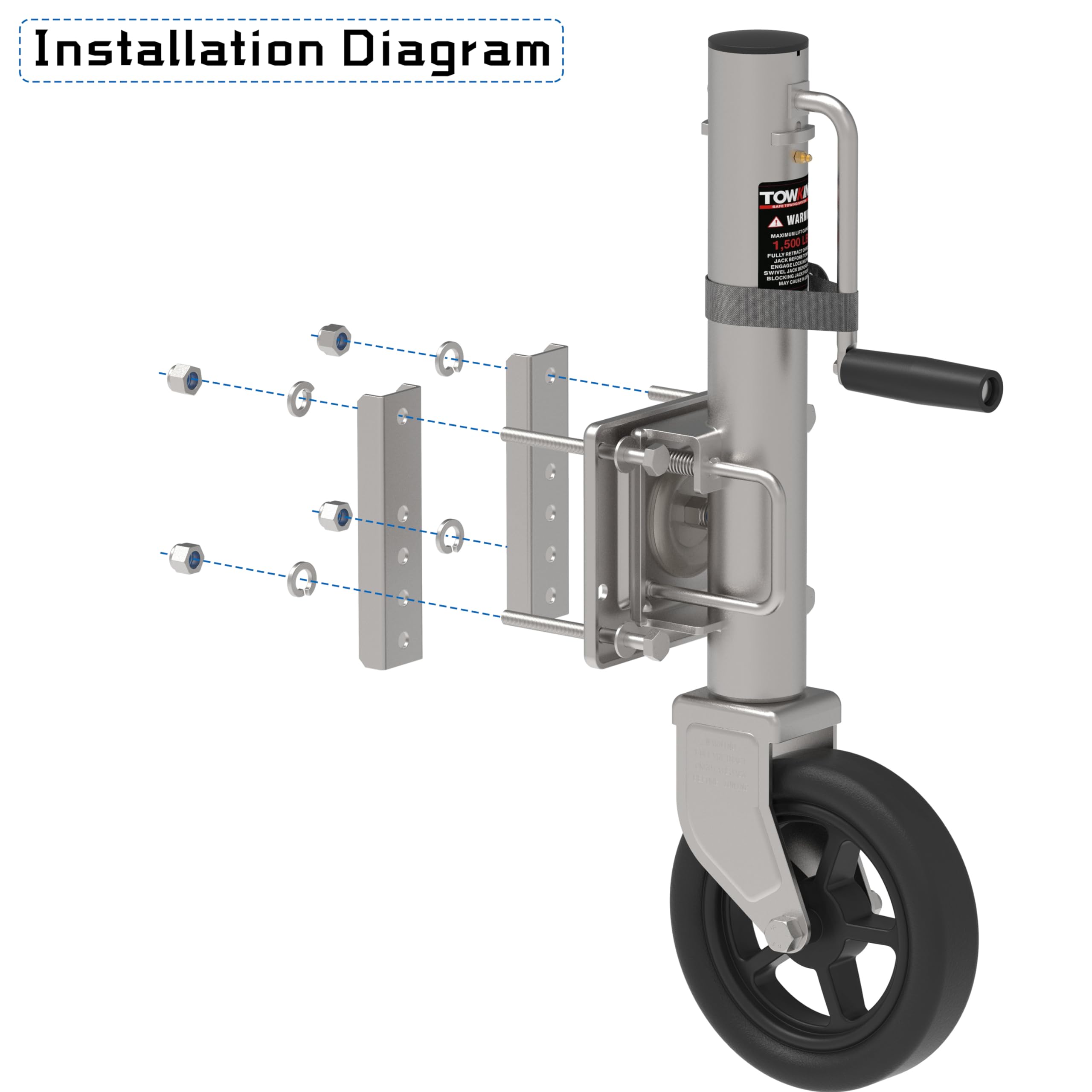 Snapklik.com : 8" Spoke Wheel Trailer Jack, 10" Vertical Movement, 1500 ...