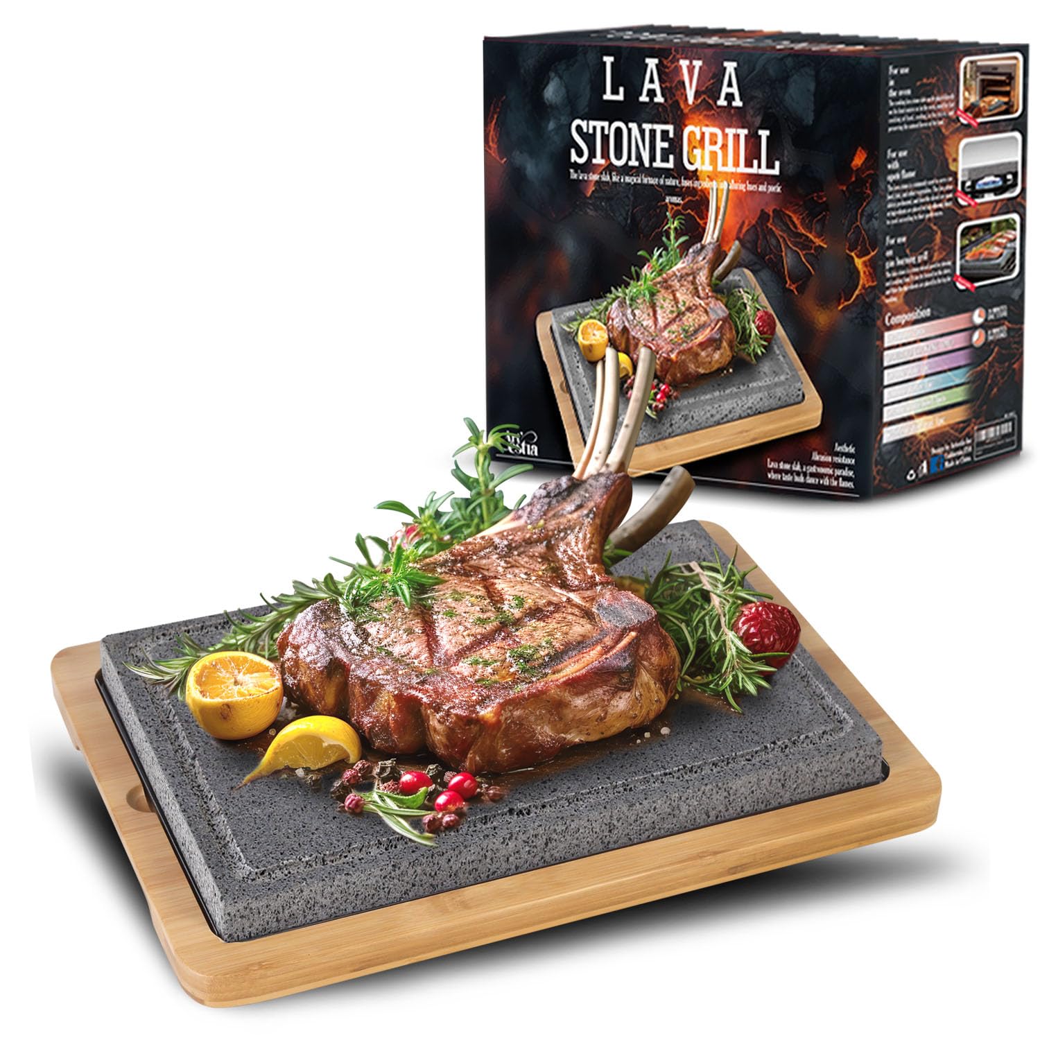 Artestia Extra Large Lava Stone For Cooking Steak Hot Stone ...