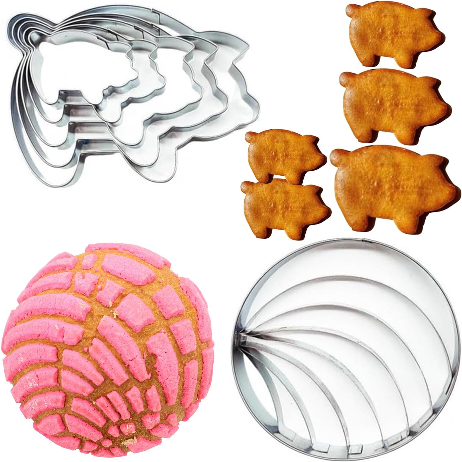 Amazon.com: ESNOY Concha Cutter Mexican Bread Mold With 3 Sizes Pig ...
