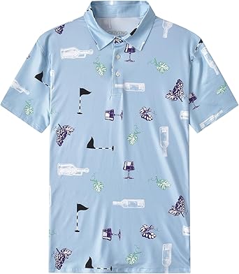 Amazon.com: CKIVTNO Mens Cool Crazy Funny Printed Golf Polo Shirts ...