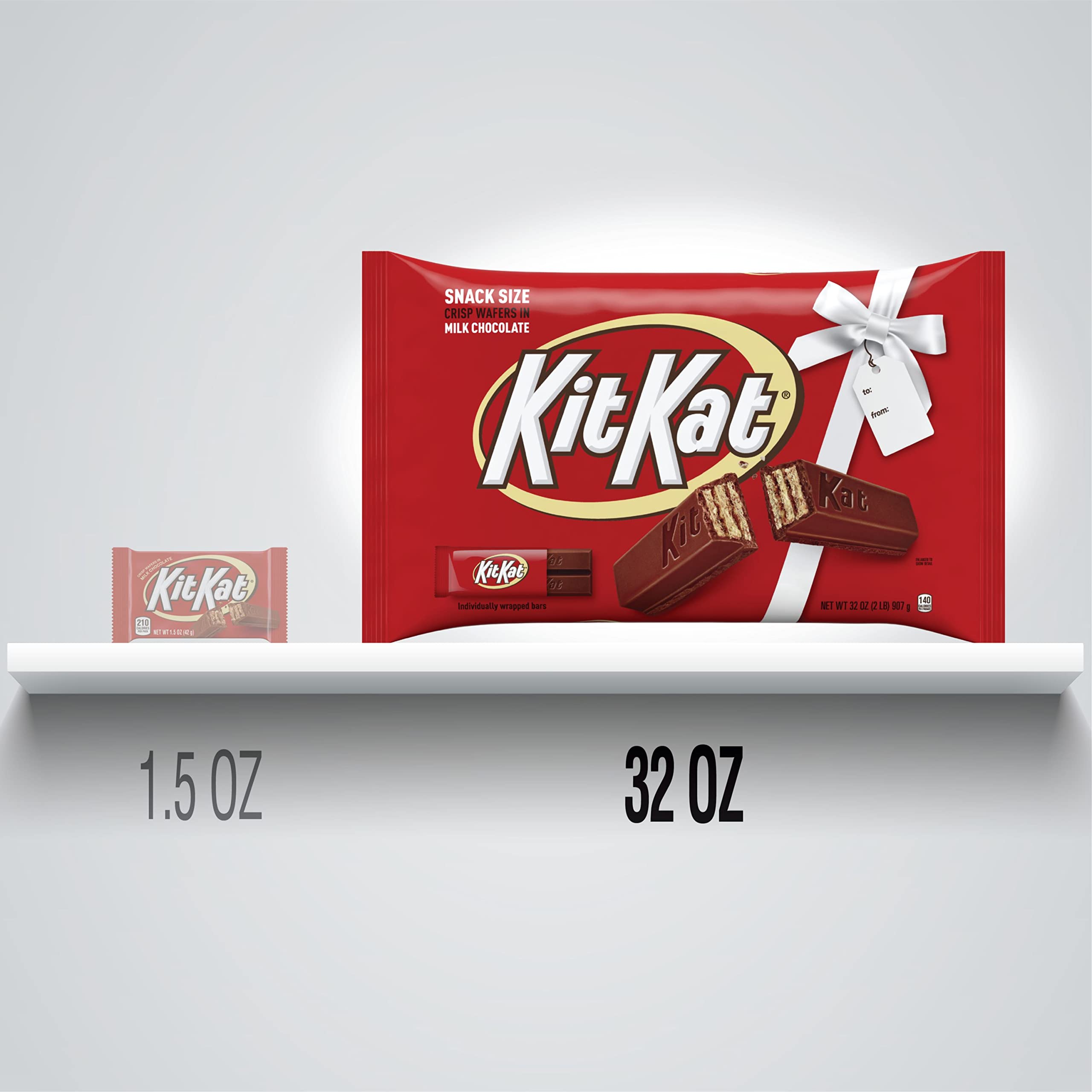 KIT KAT®, Milk Chocolate, Snack Size Wafer Candy Bars, Christmas, 32 oz ...