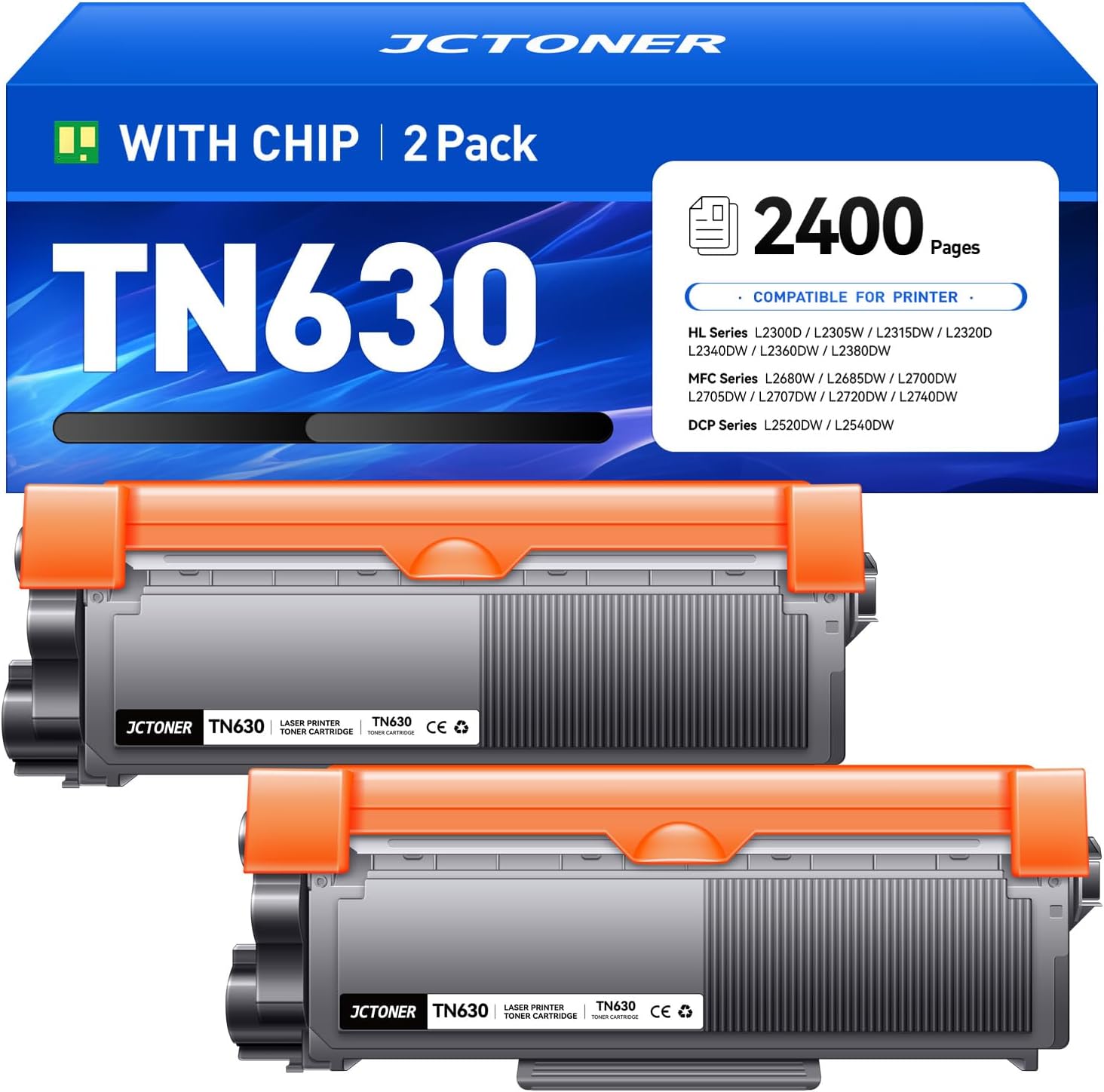 Amazon.com: TN630 Black Toner Cartridge 2-Pack Replacement Compatible ...