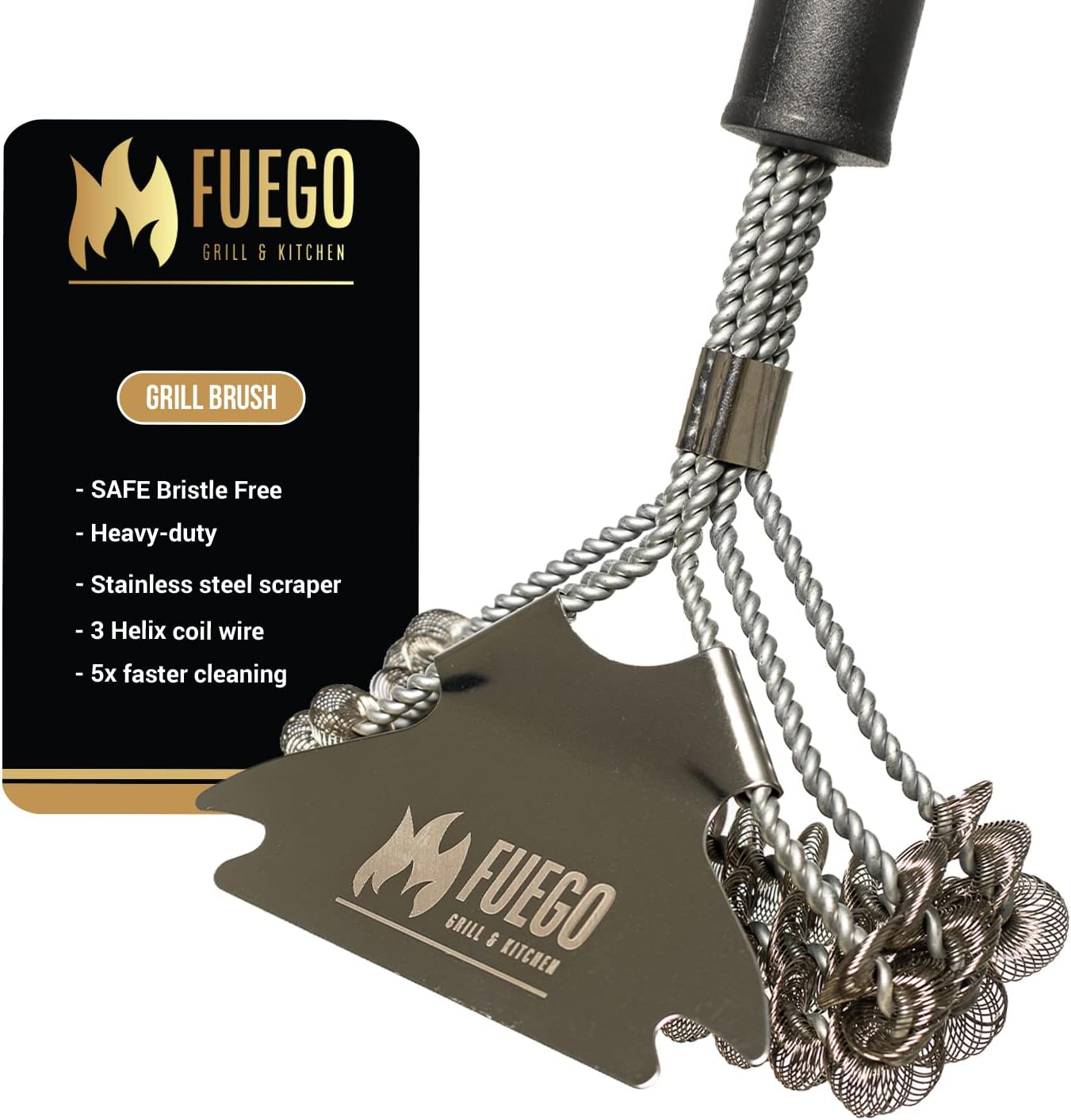 Amazon.com: Fuego Grill Brush and Scraper Bristle Free | 17" Safe BBQ ...