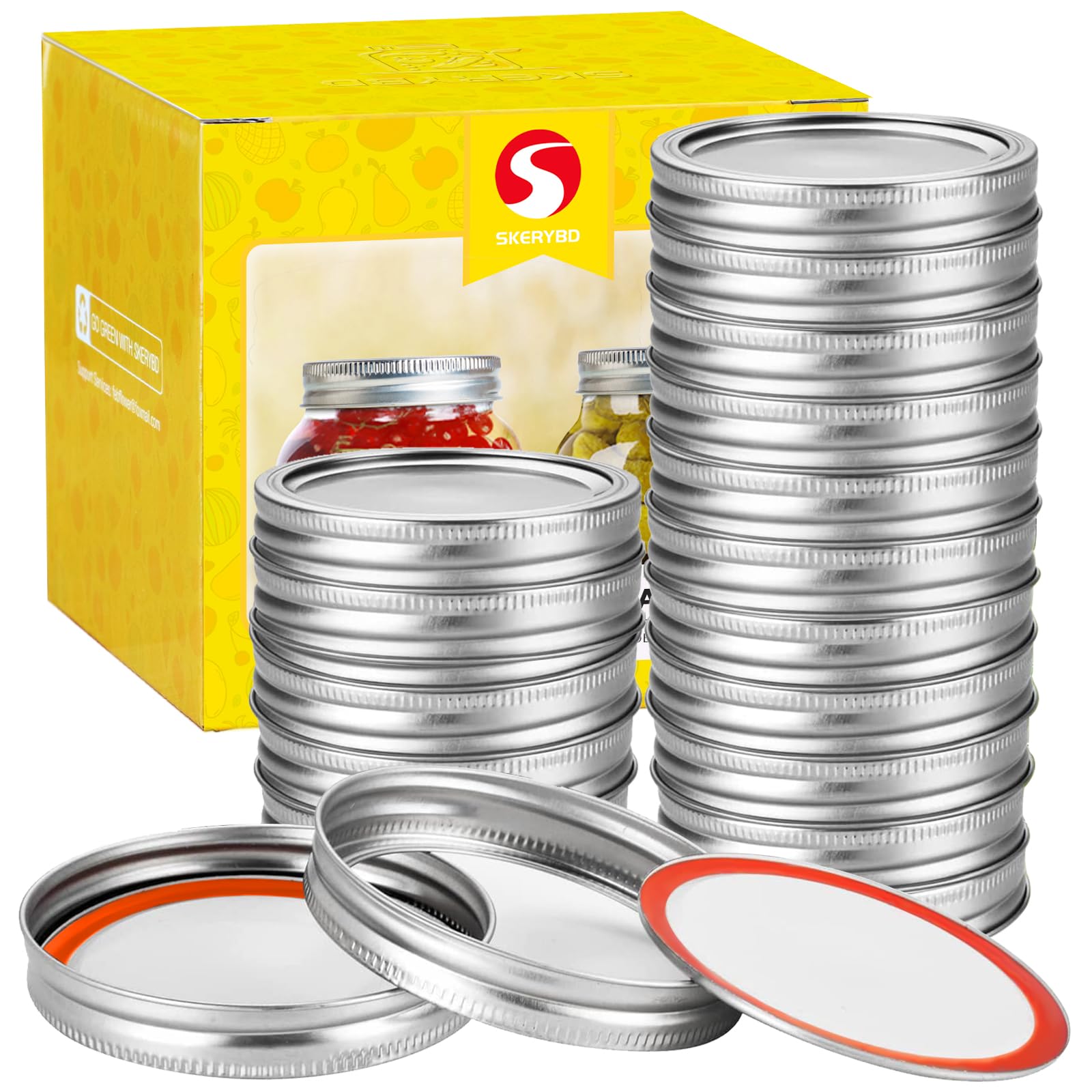 Amazon.com: 48Pcs/24 Set, Wide Mouth Canning Rings and Lids, Mason Jar ...