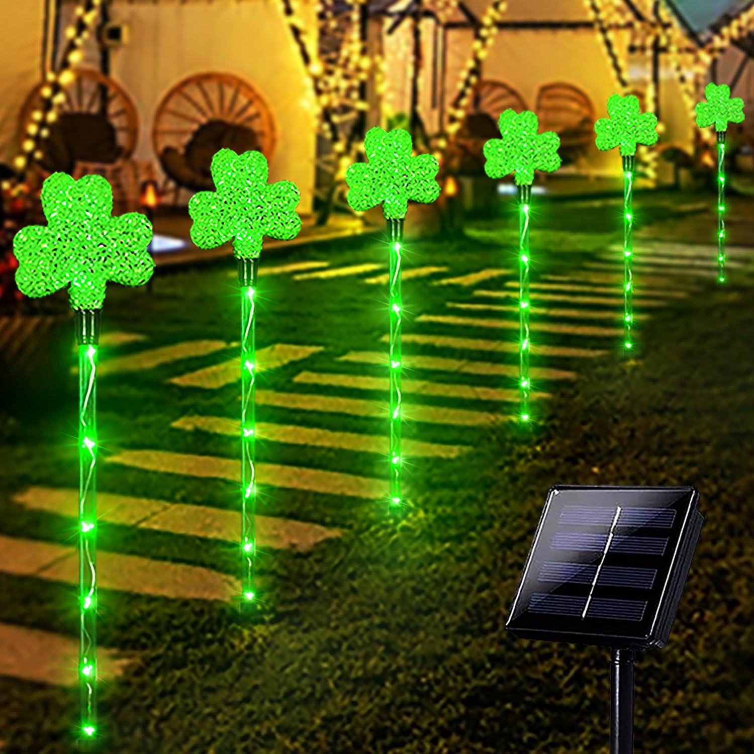 Amazon.com : ANLTDTC Solar Shamrocks Garden Stake Lights for St ...