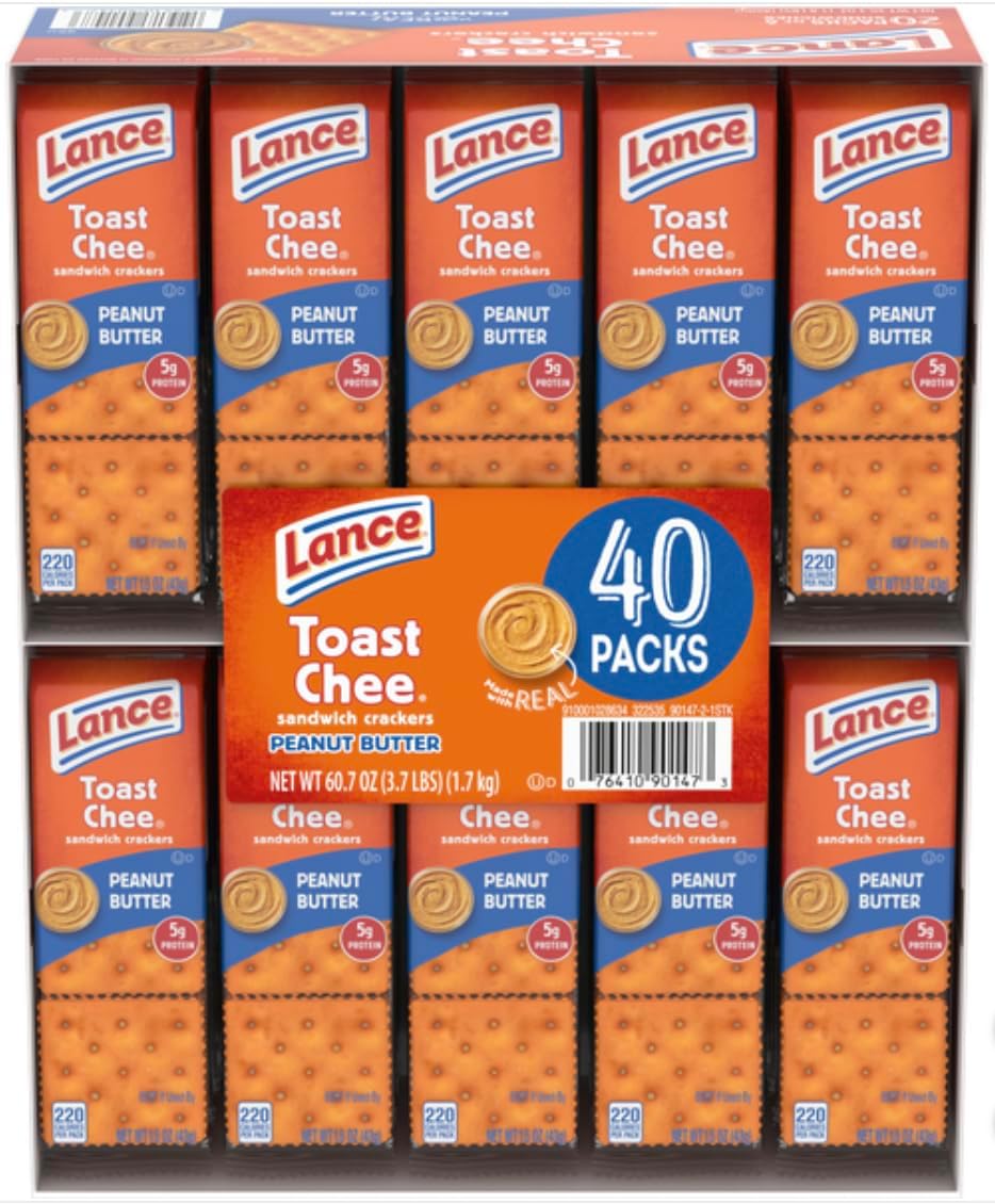 Amazon.com: Lance Toast Chee Peanut Butter Sandwich Crackers, (40 Count ...