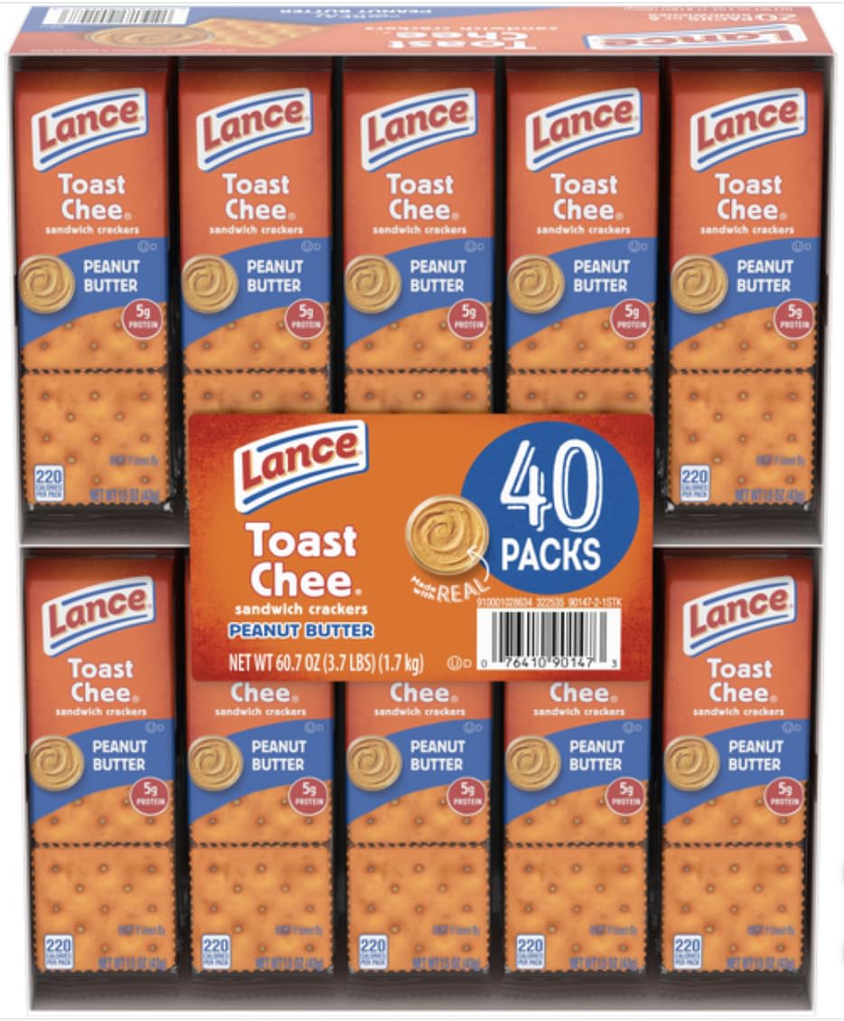 Amazon.com: Lance Toast Chee Peanut Butter Sandwich Crackers, (40 Count ...