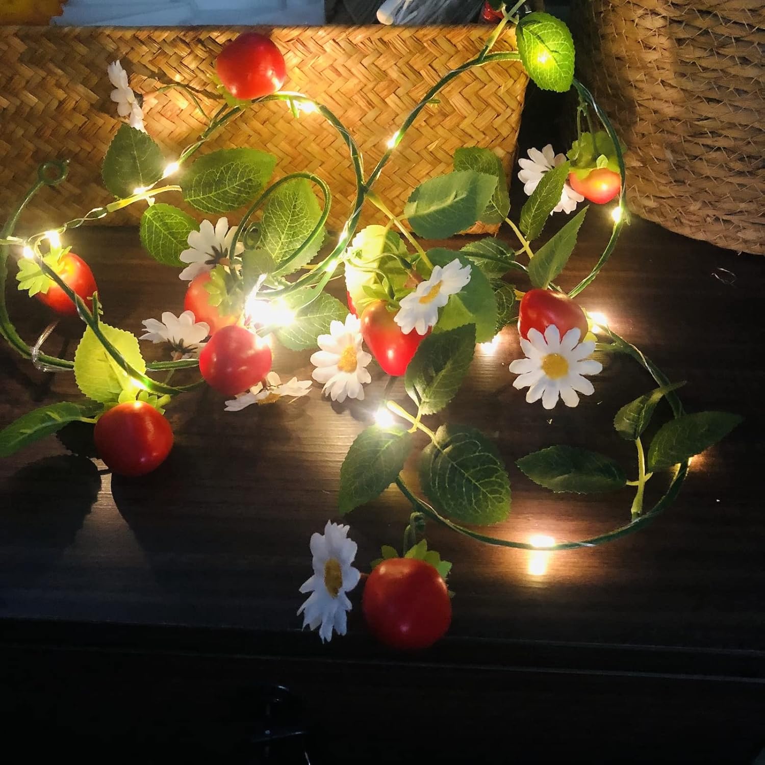 Amazon.com: Sezrgiu Simulation Strawberry String Lights Hanging Vine ...