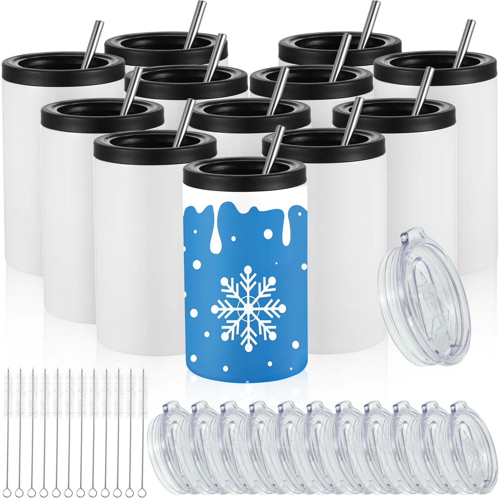 Amazon.com | Uiifan 12 Set White Sublimation Can Cooler 12 oz Can ...