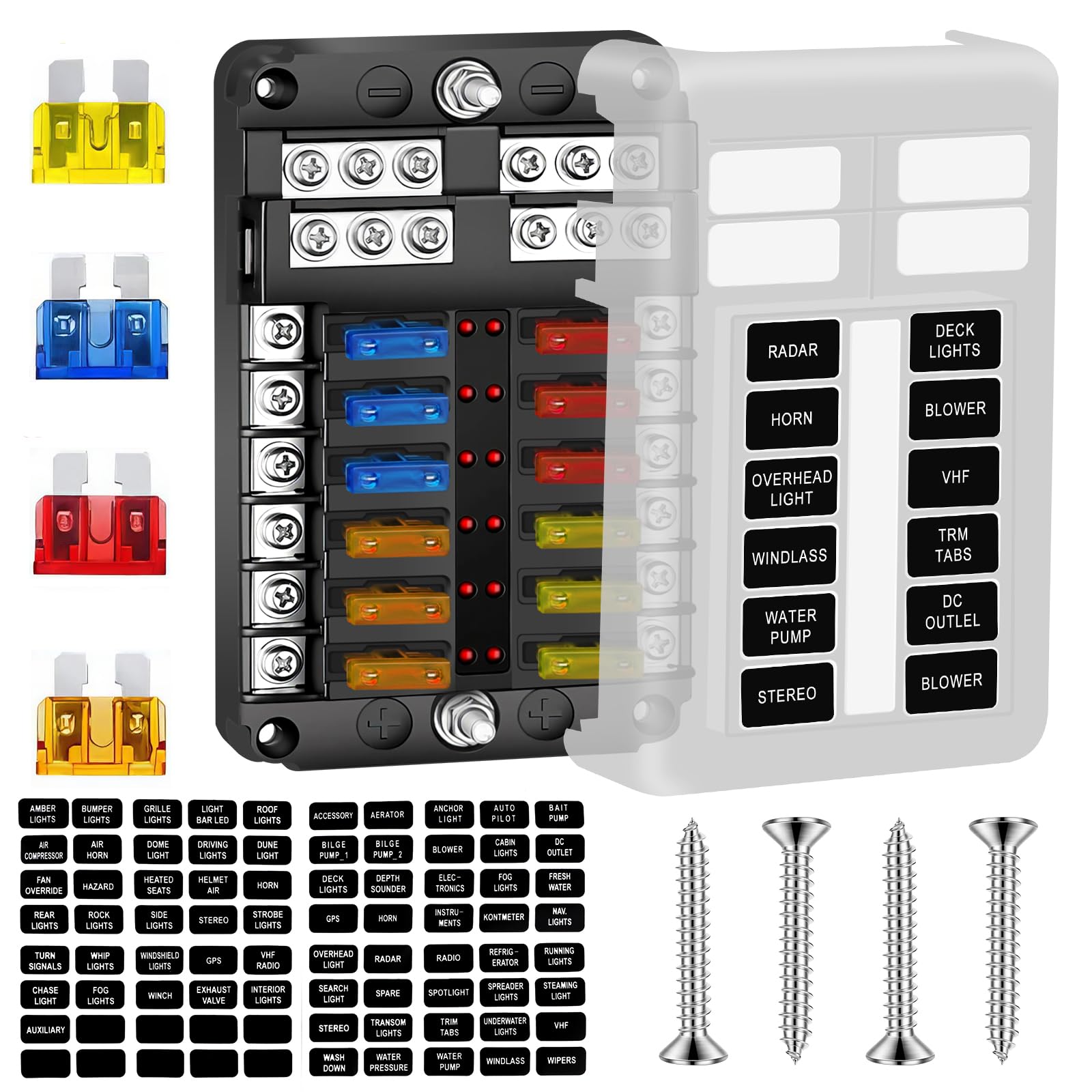 Snapklik.com : KAOLALI 12 Way Marine Fuse Block