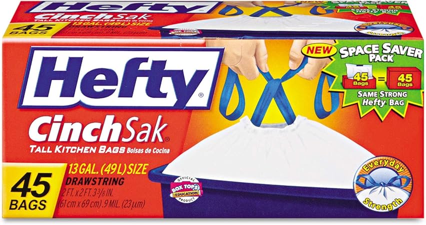 Hefty 45 Count 13 Gallon Cinch Sak® Tall Kitchen Bags E86755 : Amazon ...