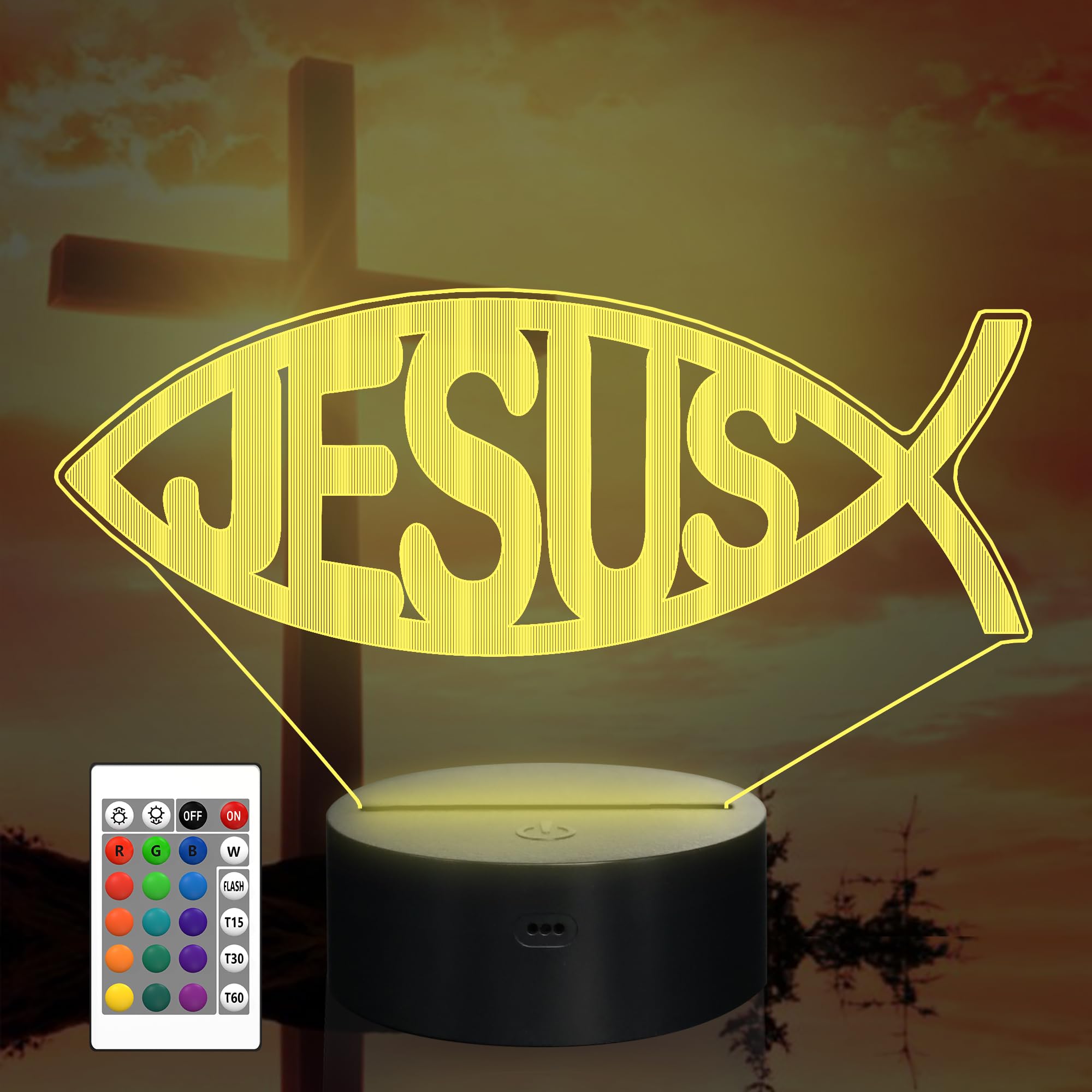 Attivolife Jesus 3D Night Light, Illusion Optical Hologram LED Lamp ...