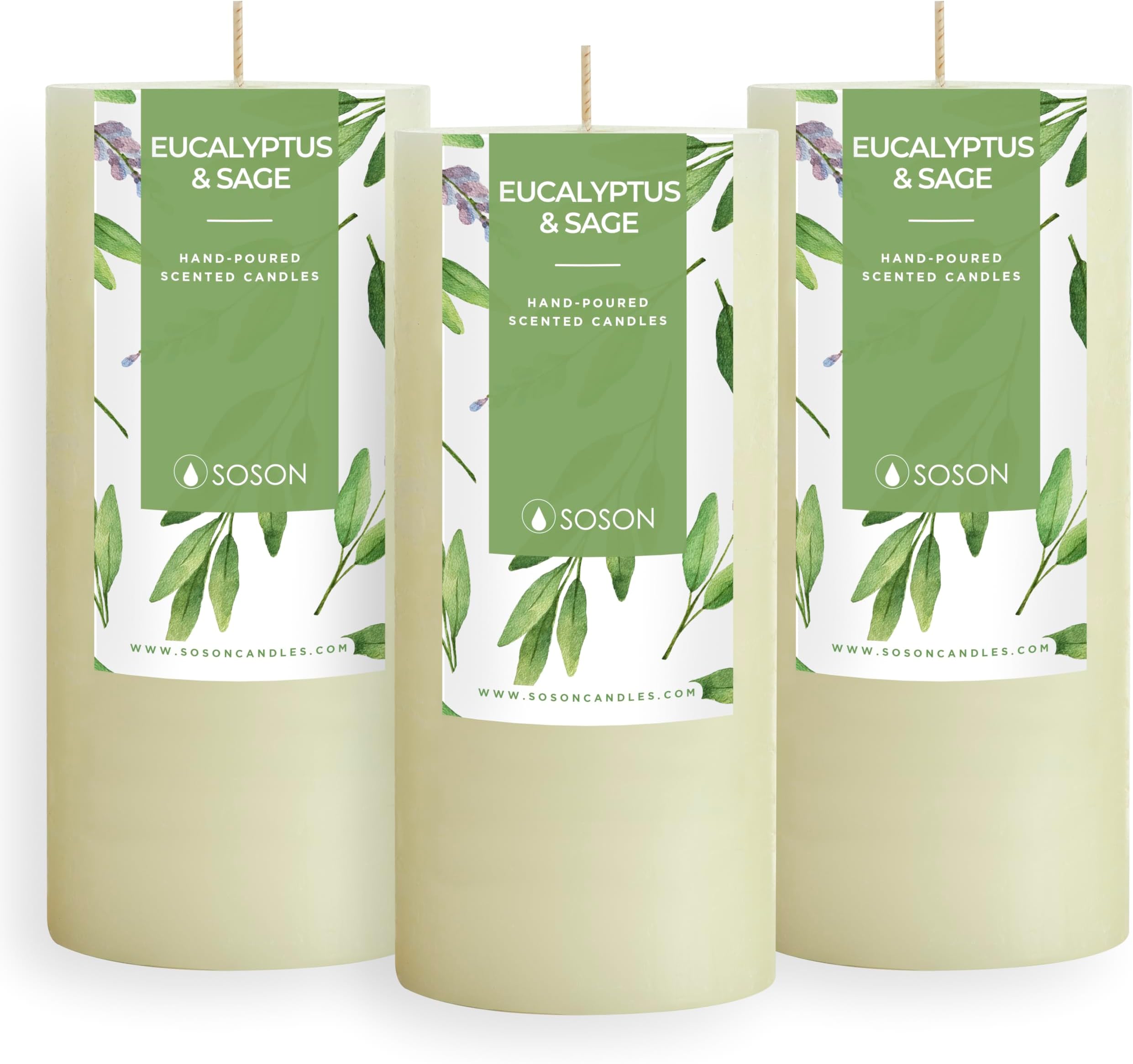 Amazon.com: Simply Soson 3x6 inch Burgundy Pillar Candles Set of 3 ...