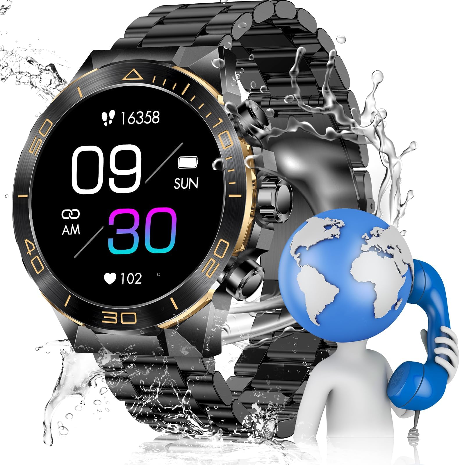 ESFOE Smartwatch Herren mit Telefonfunktion, 1,43 Zoll AMOLED Always-on ...