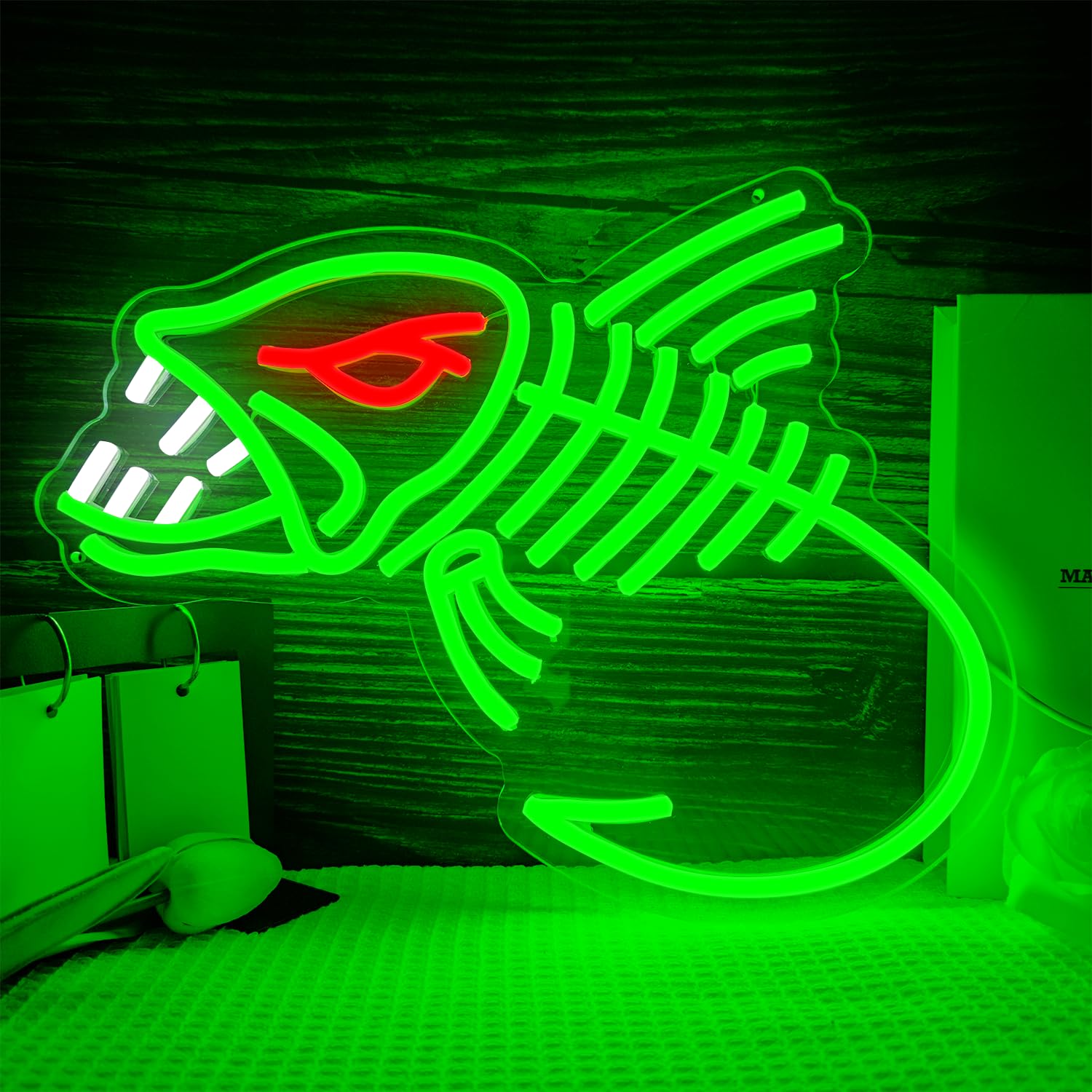 Amazon.com : Fish Neon Sign Skeleton Fish Neon Sign A unique fishbone ...